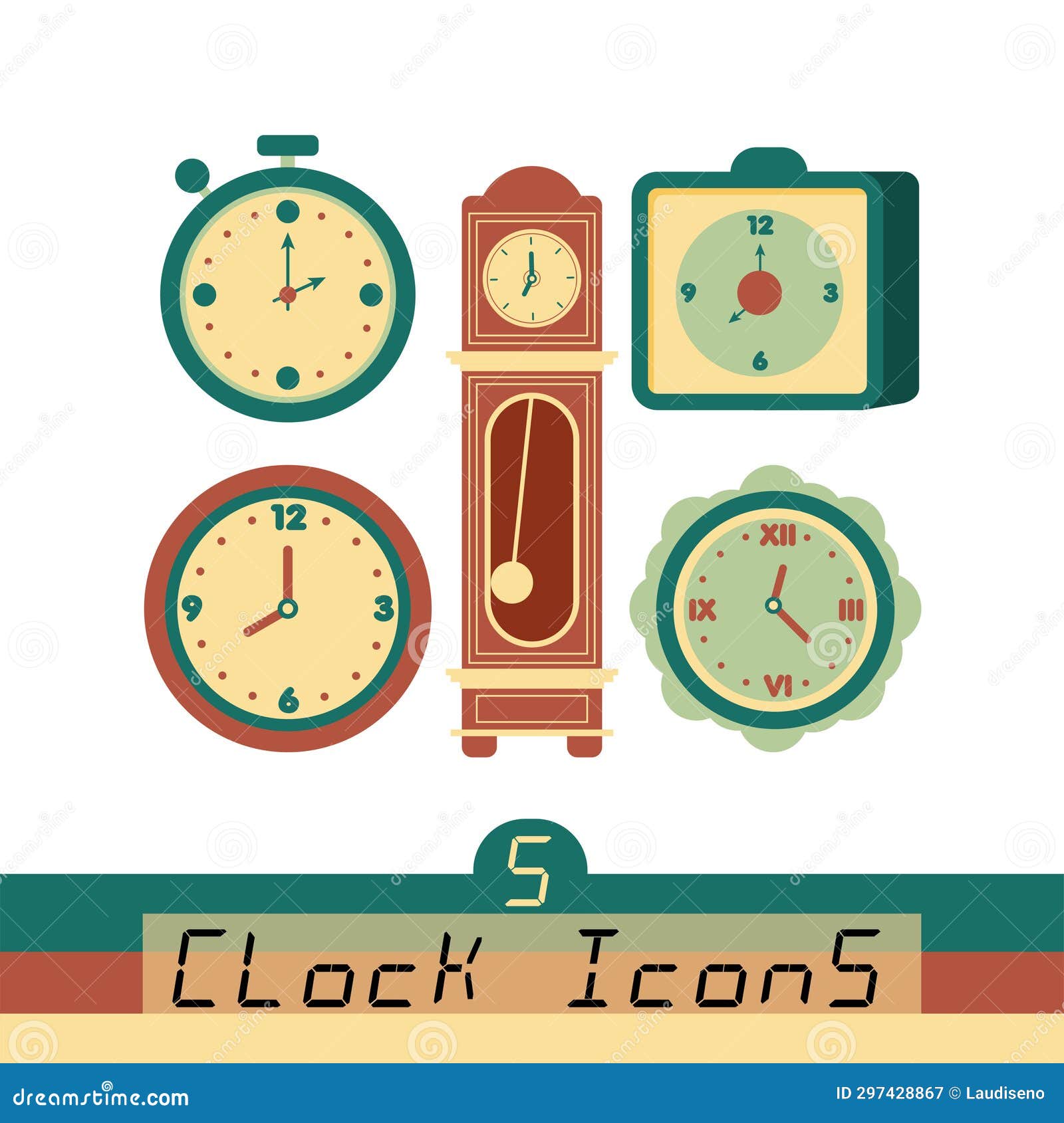 Set of Different Clock Icons Vector Stock Vector - Illustration of ...