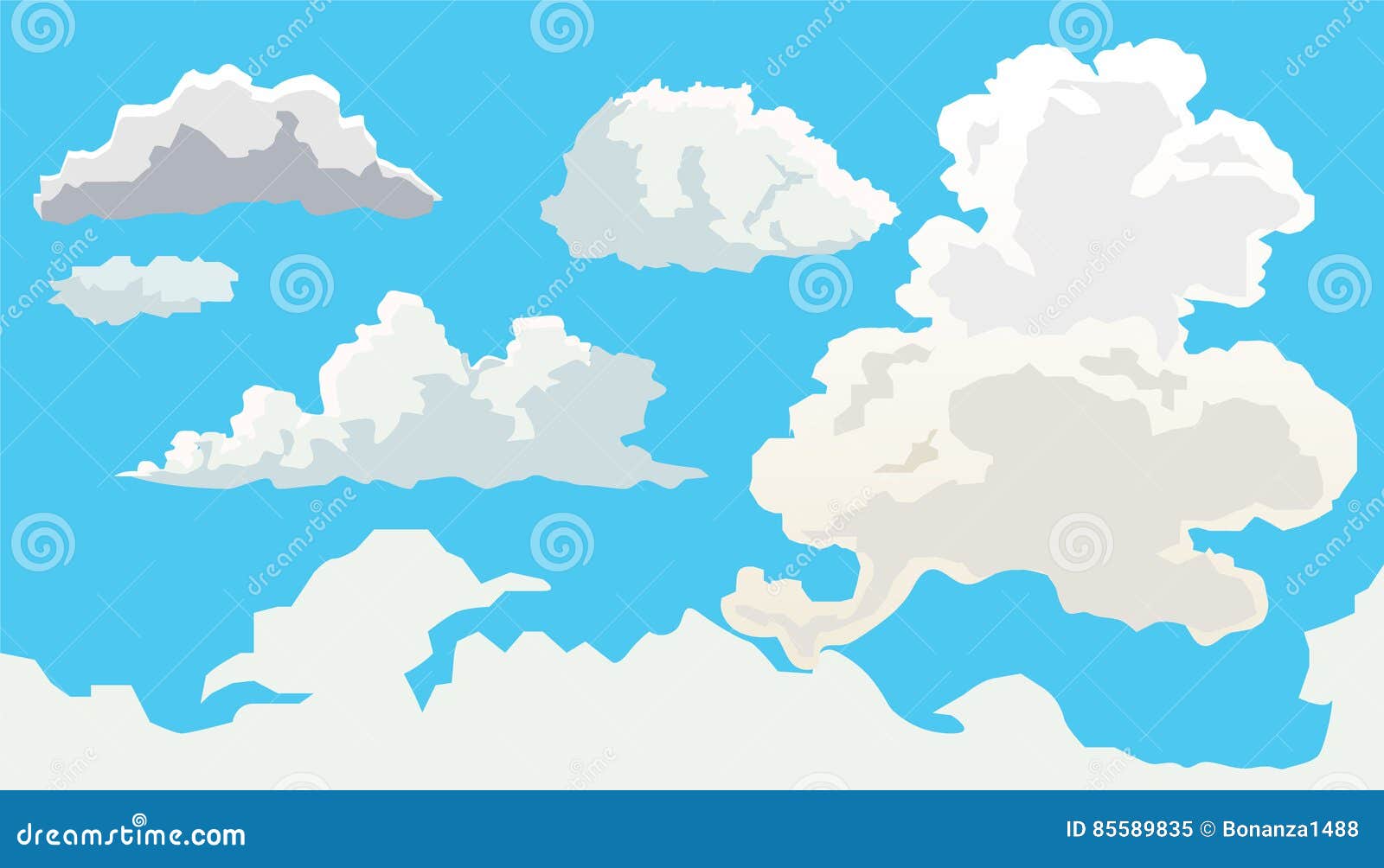 Set of different clouds stock vector. Illustration of cartoon - 85589835