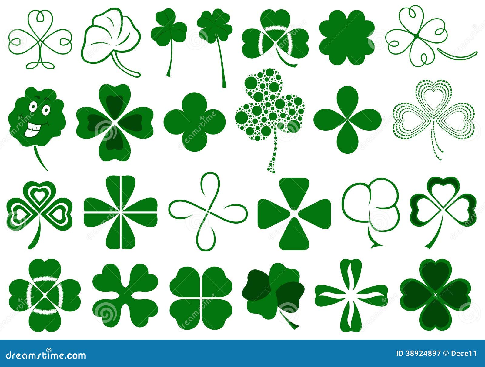 Set of Different Clovers Set Stock Vector - Illustration of smile ...