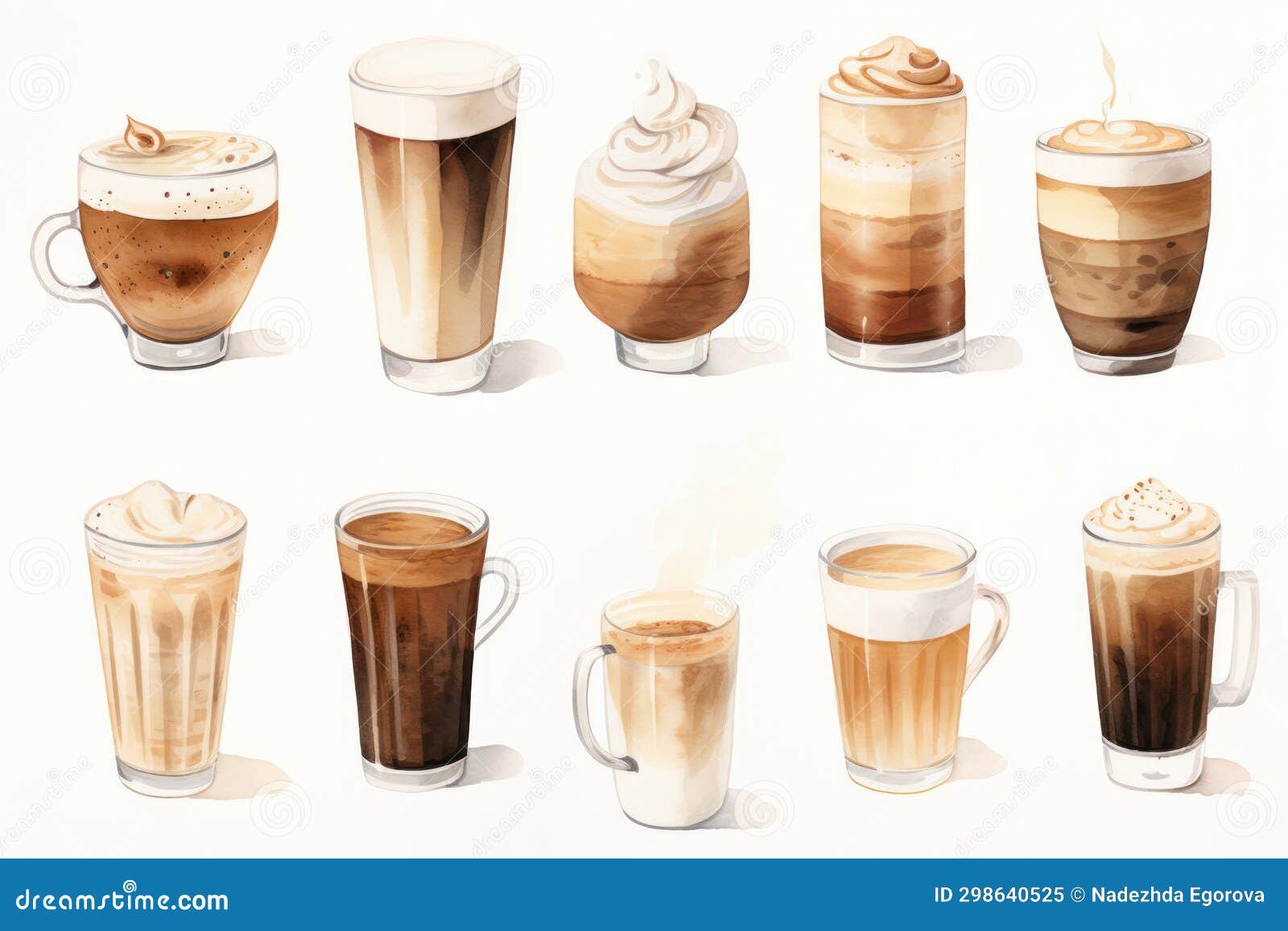 Set of Different Coffee. Design of Coffee Shop Menu Stock Illustration ...