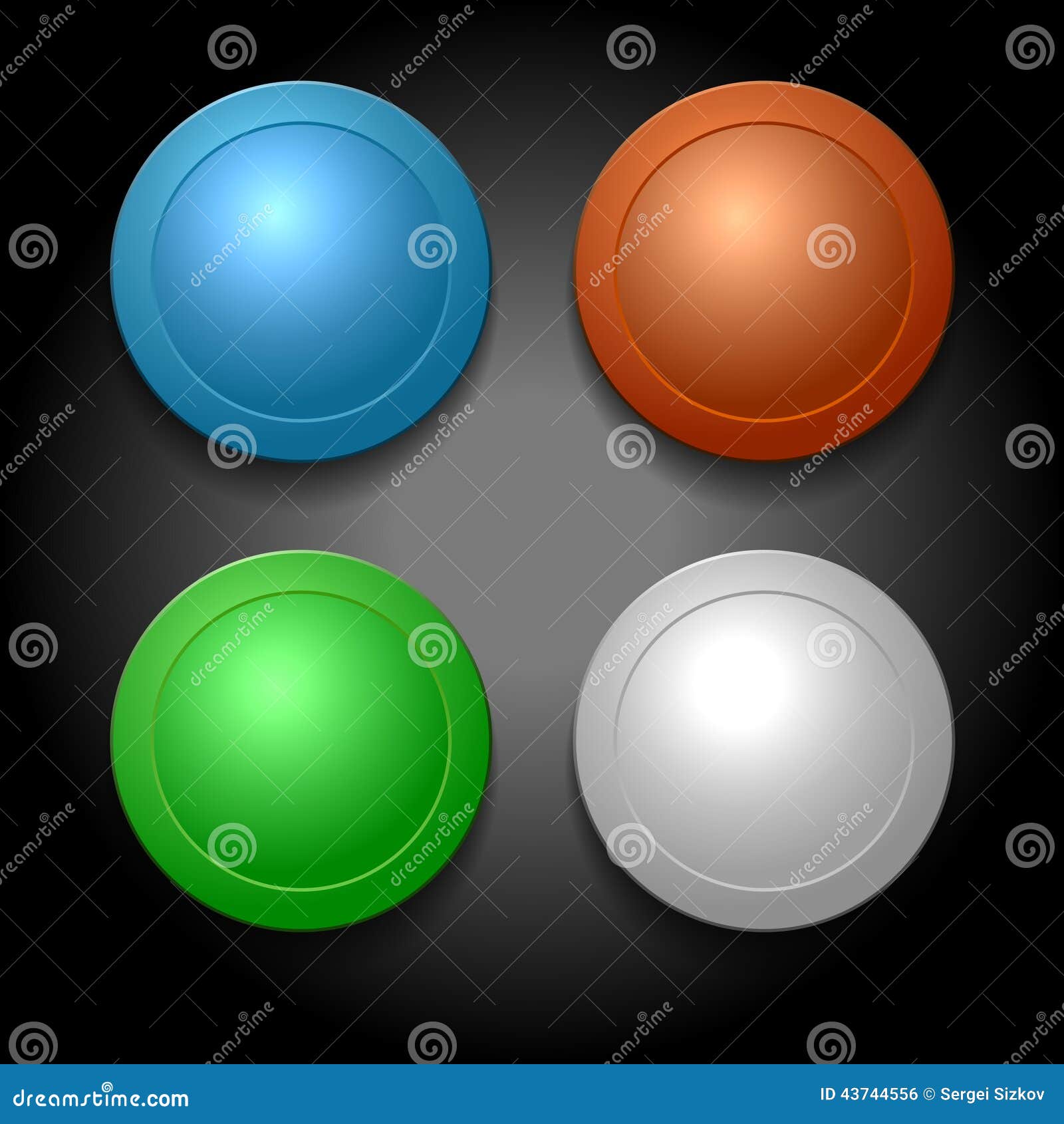Set of Different Color Blank Buttons Template. Stock Vector ...