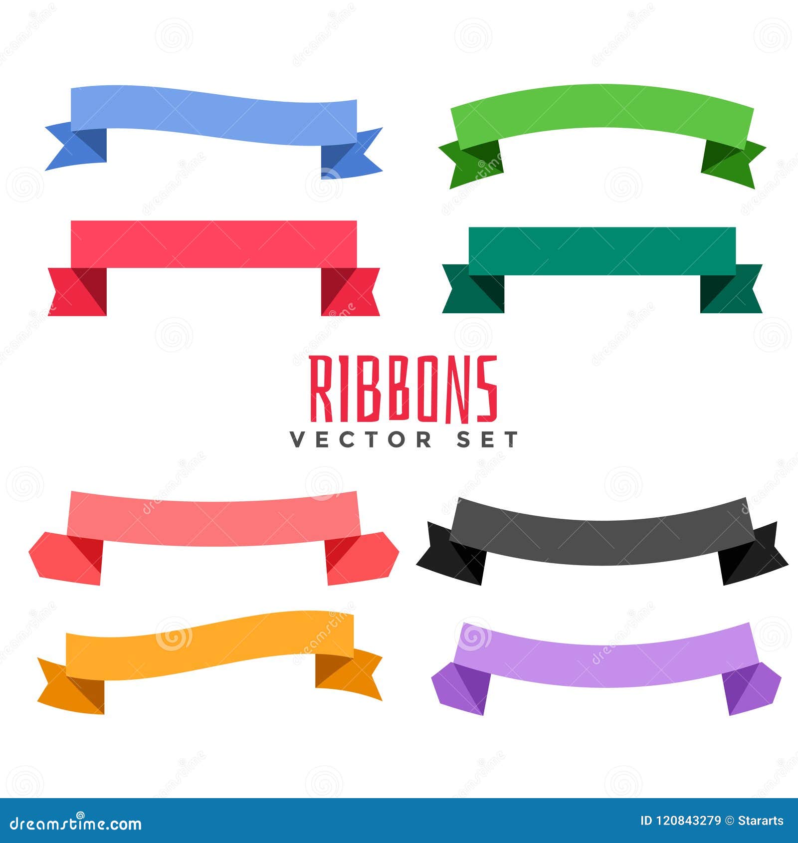 Set of Different Color Flat Ribbons Stock Vector - Illustration of ...