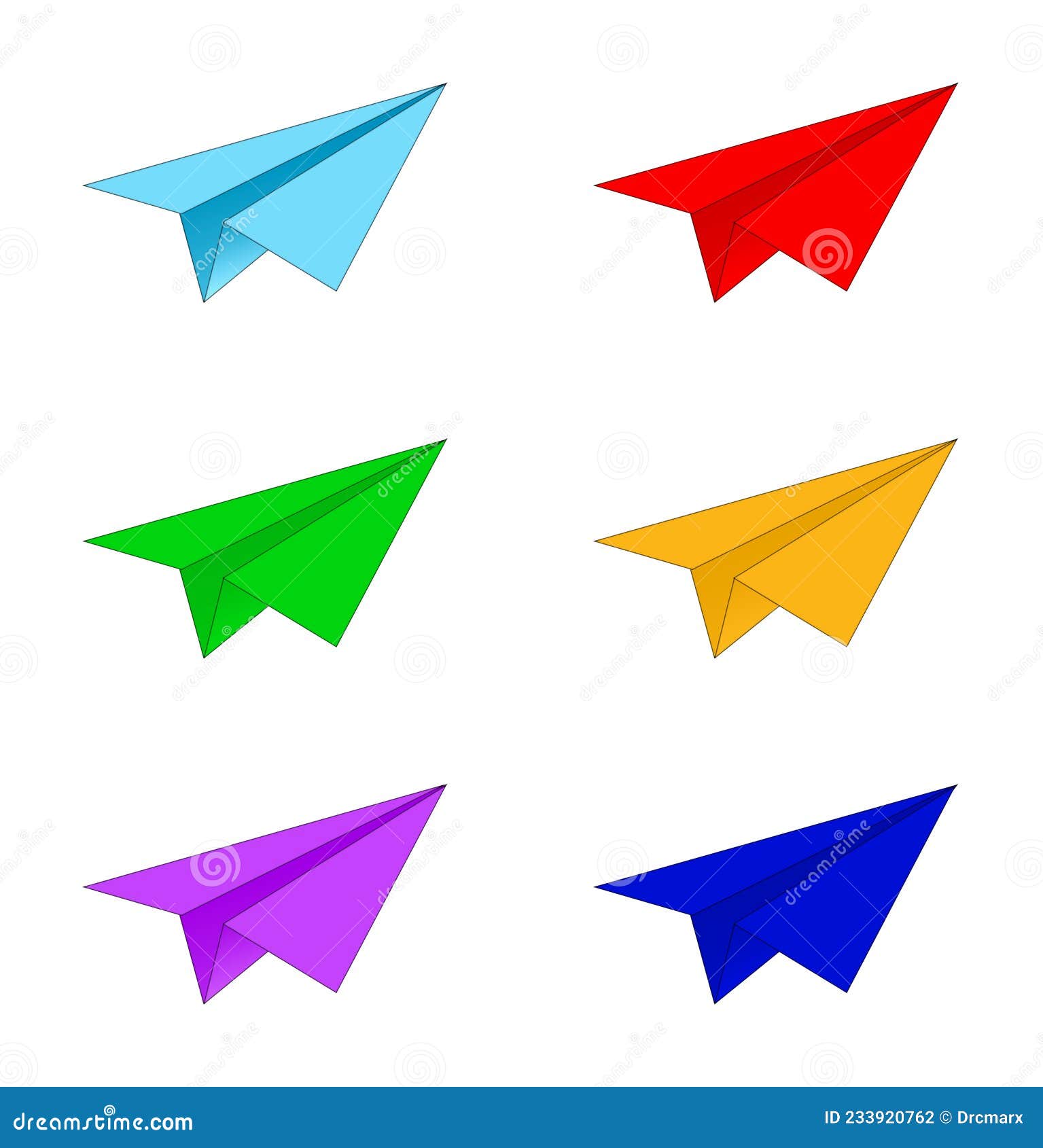 A Set Different Color Paper Planes Stock Illustration - Illustration of ...