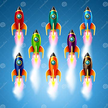 Set of Different Color Rockets.Vector Illustration Stock Vector ...
