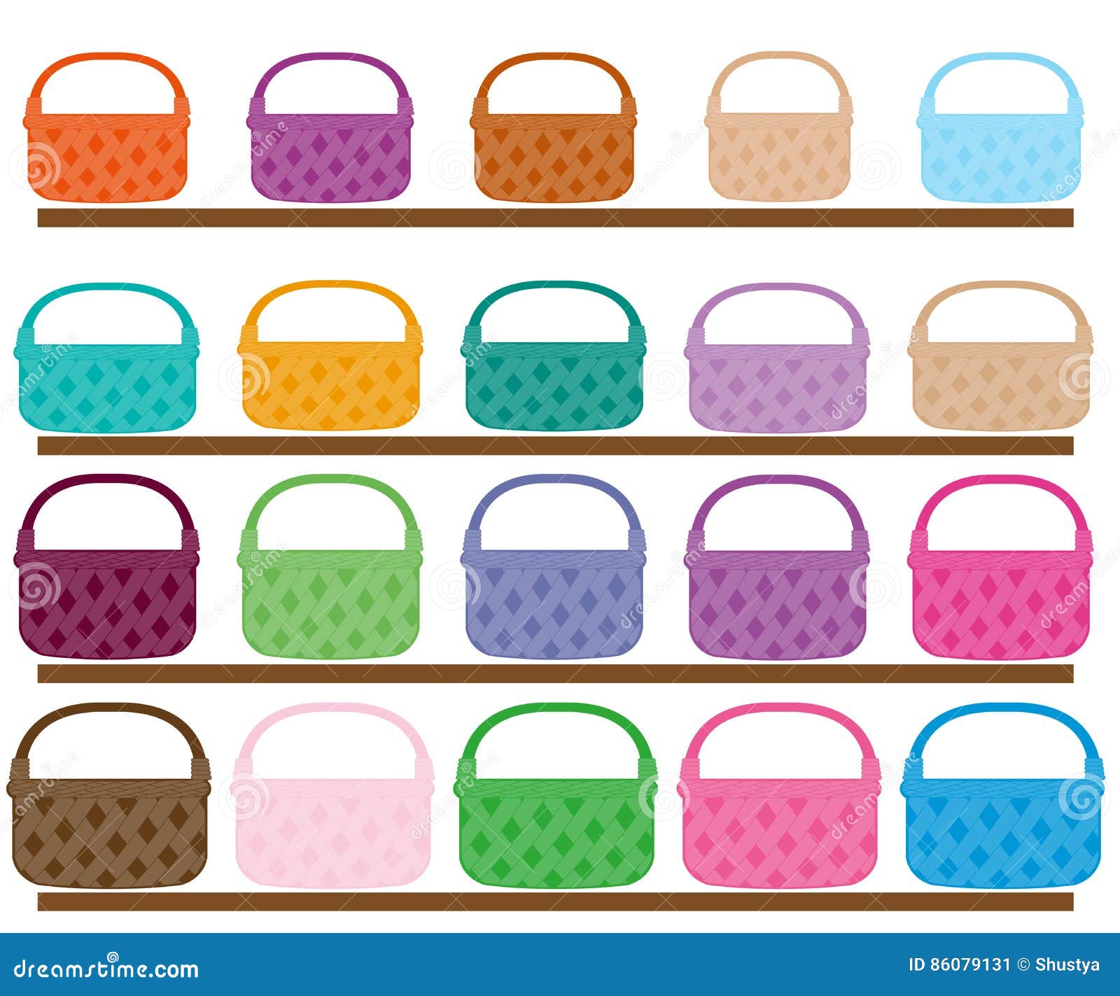 Set of Different Color and Size Baskets Illustration Stock Illustration ...
