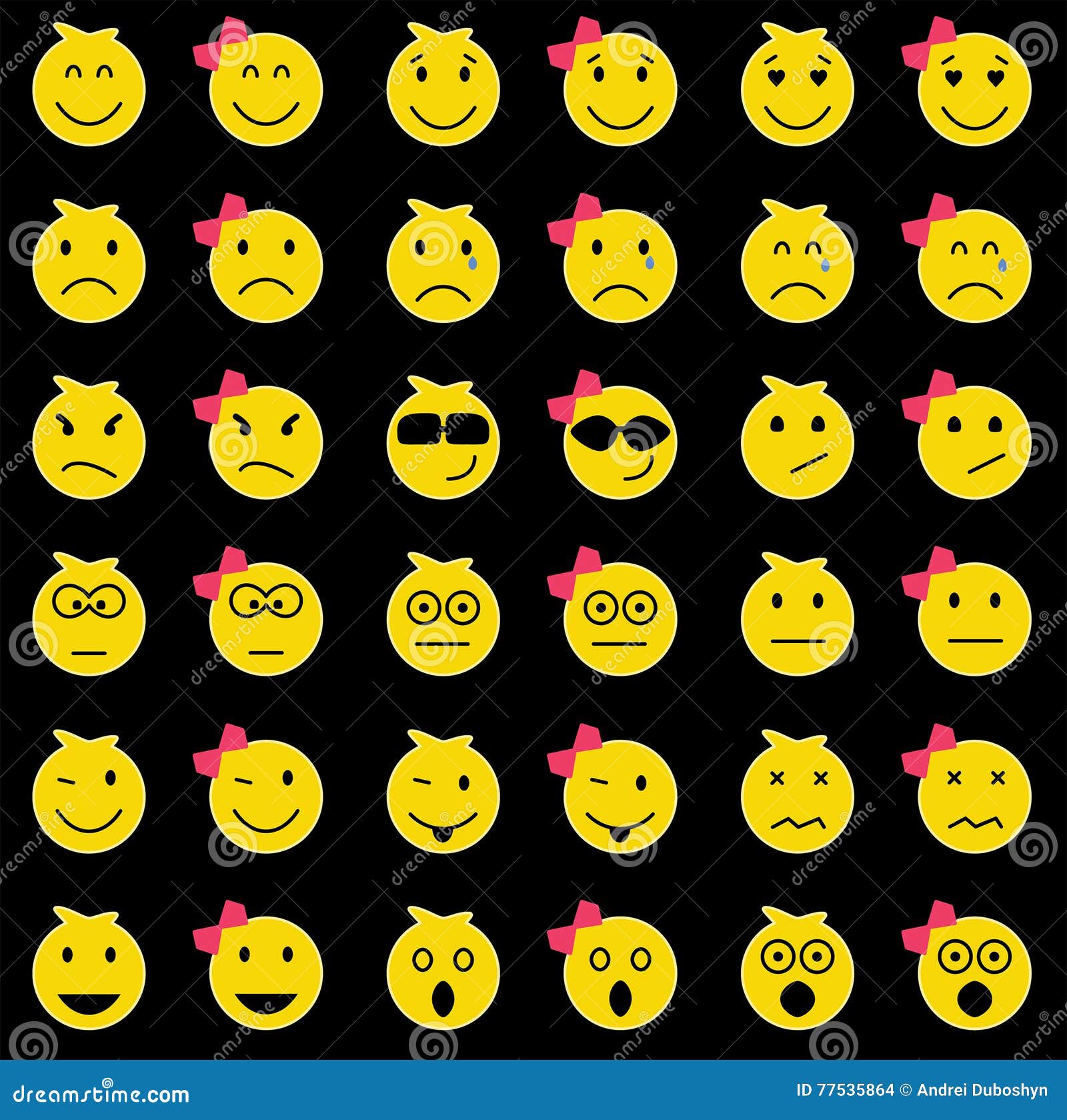 Set of Different Color Smiles Stock Vector - Illustration of emotion ...