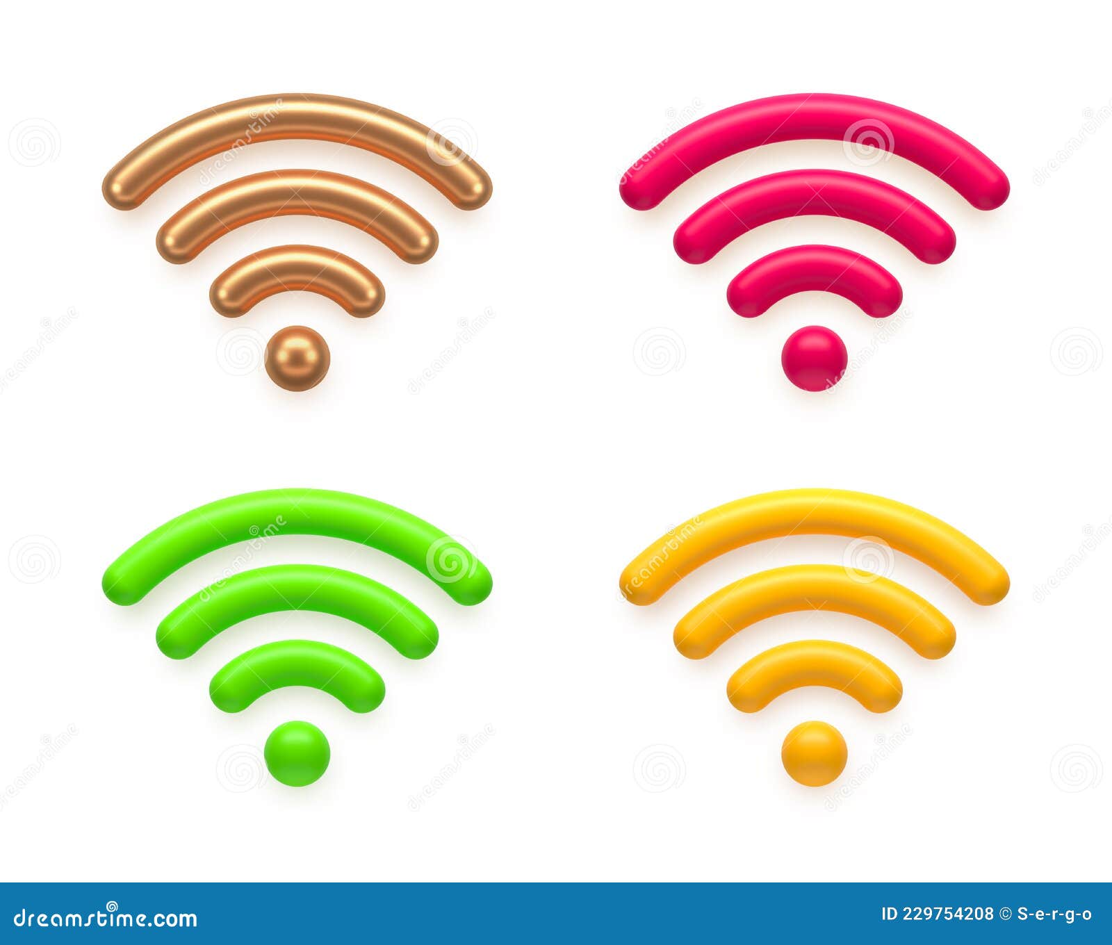 Set of Different Color Wi-fi Sign. Vector. Stock Vector - Illustration ...
