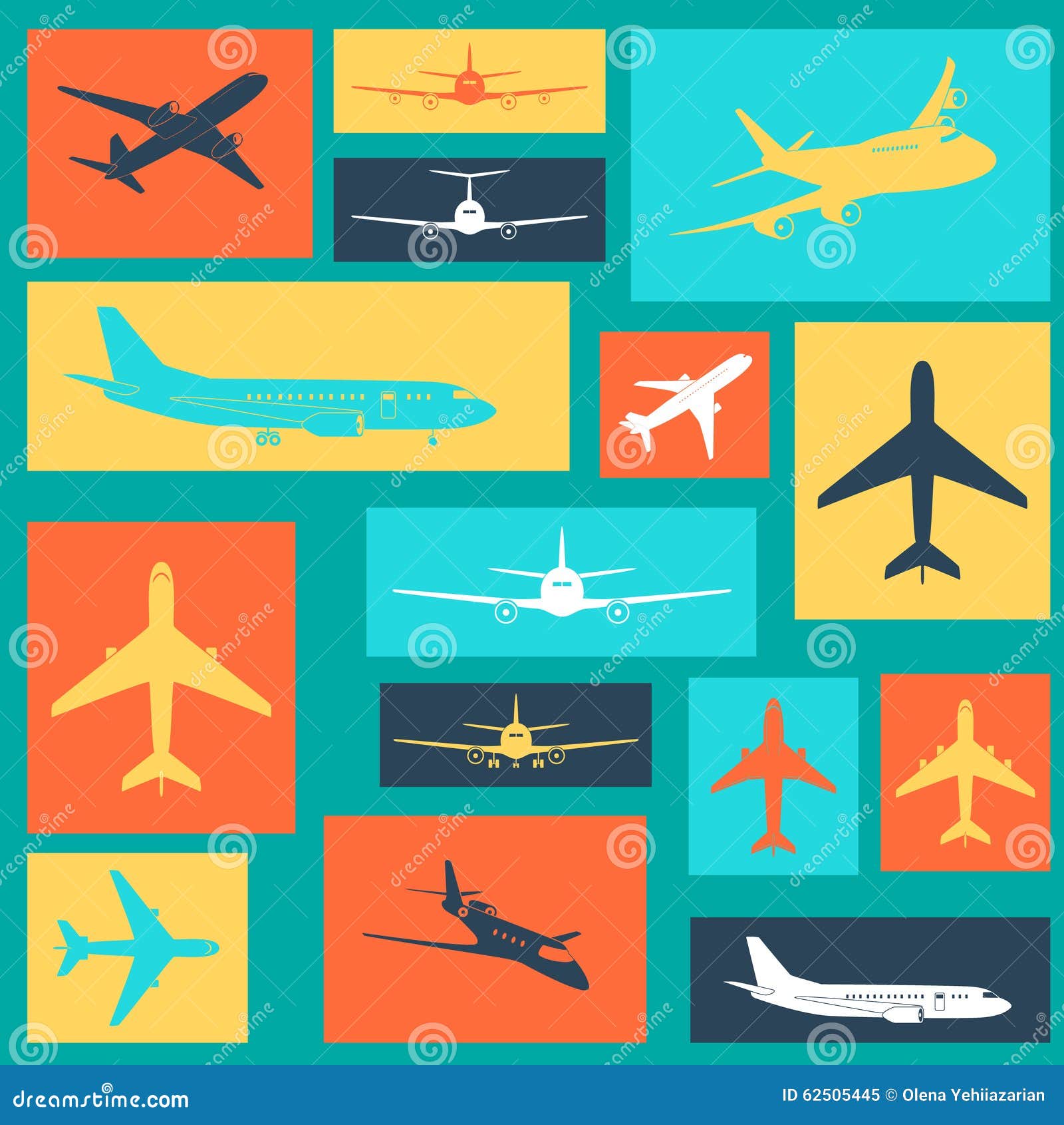 Set of Different Colored Airplane Signs Stock Vector - Illustration of ...