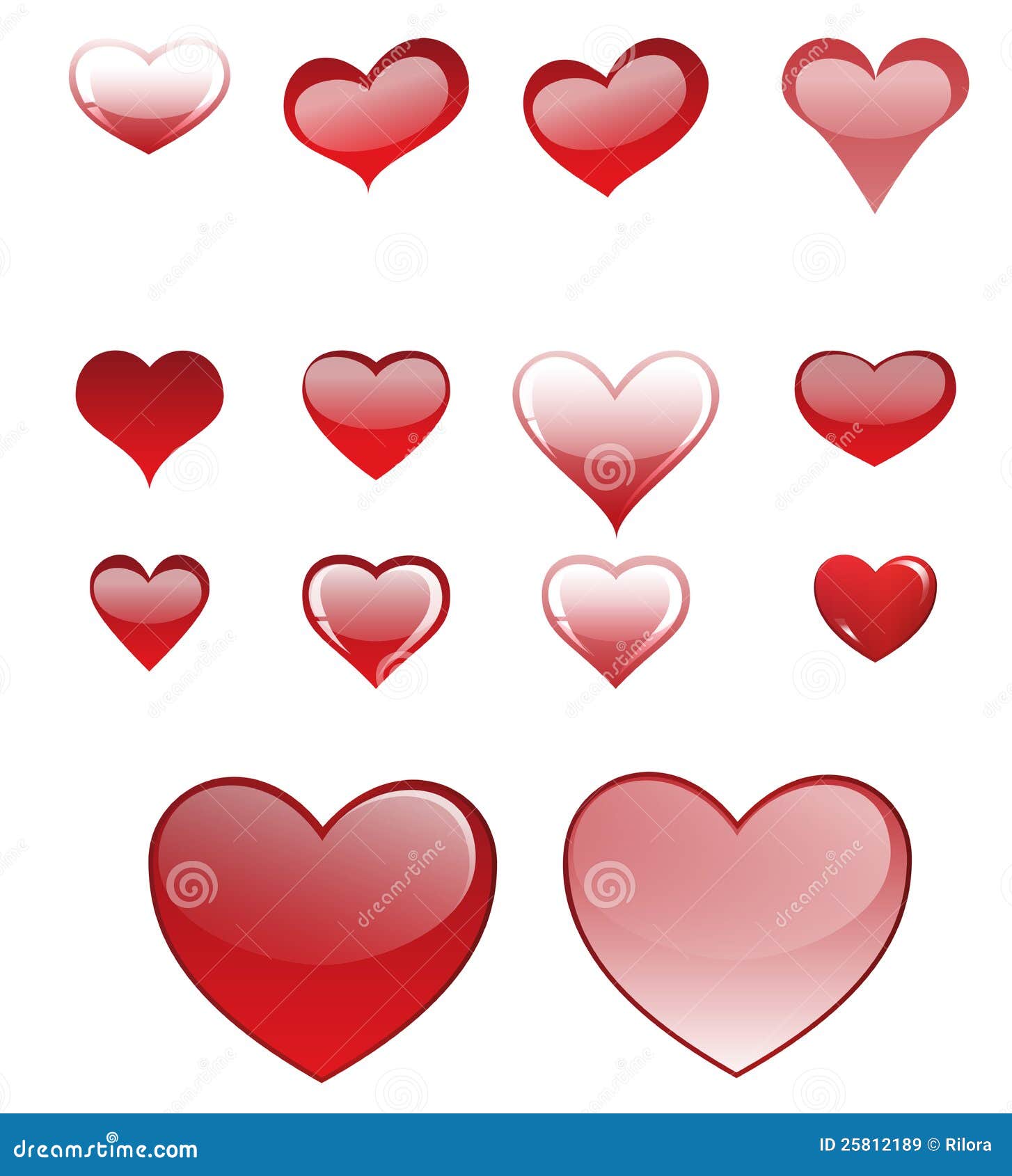 Set of Different Colored Hearts Stock Illustration - Illustration of ...