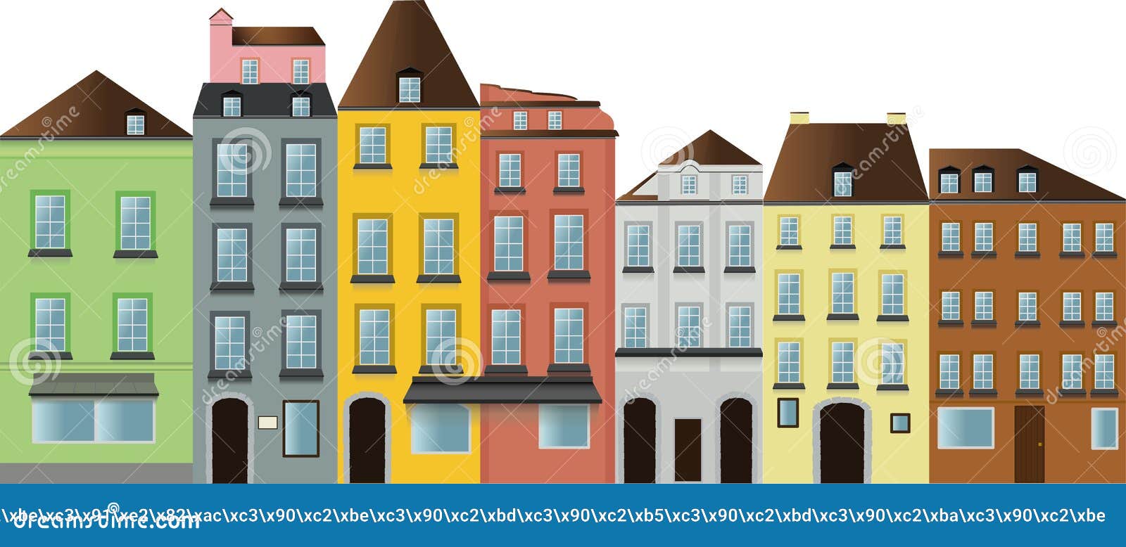 Set of Different Colored Houses Stock Illustration - Illustration of ...