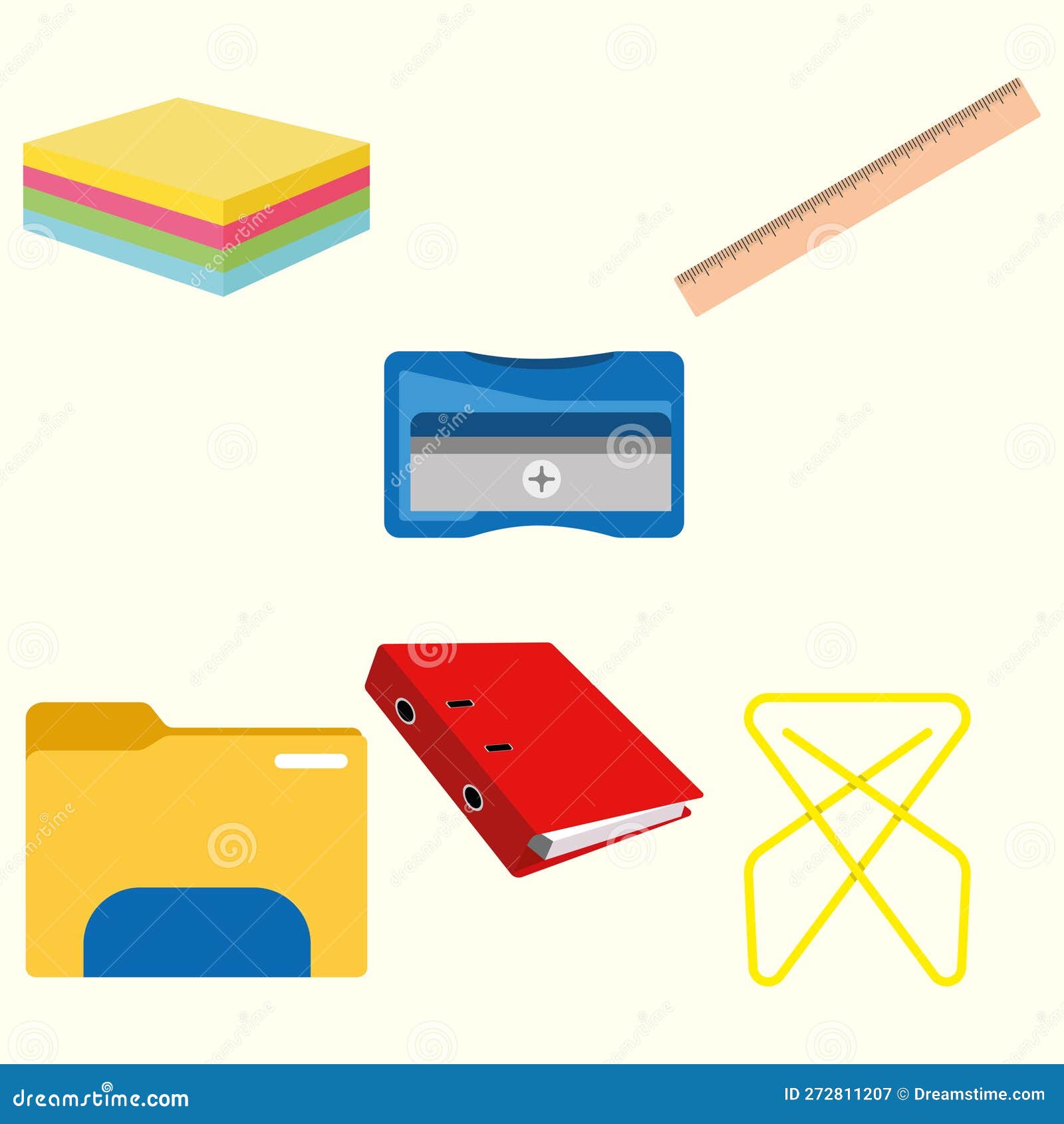 Set of Different Colored Office Supplies Icons Vector Stock Vector ...