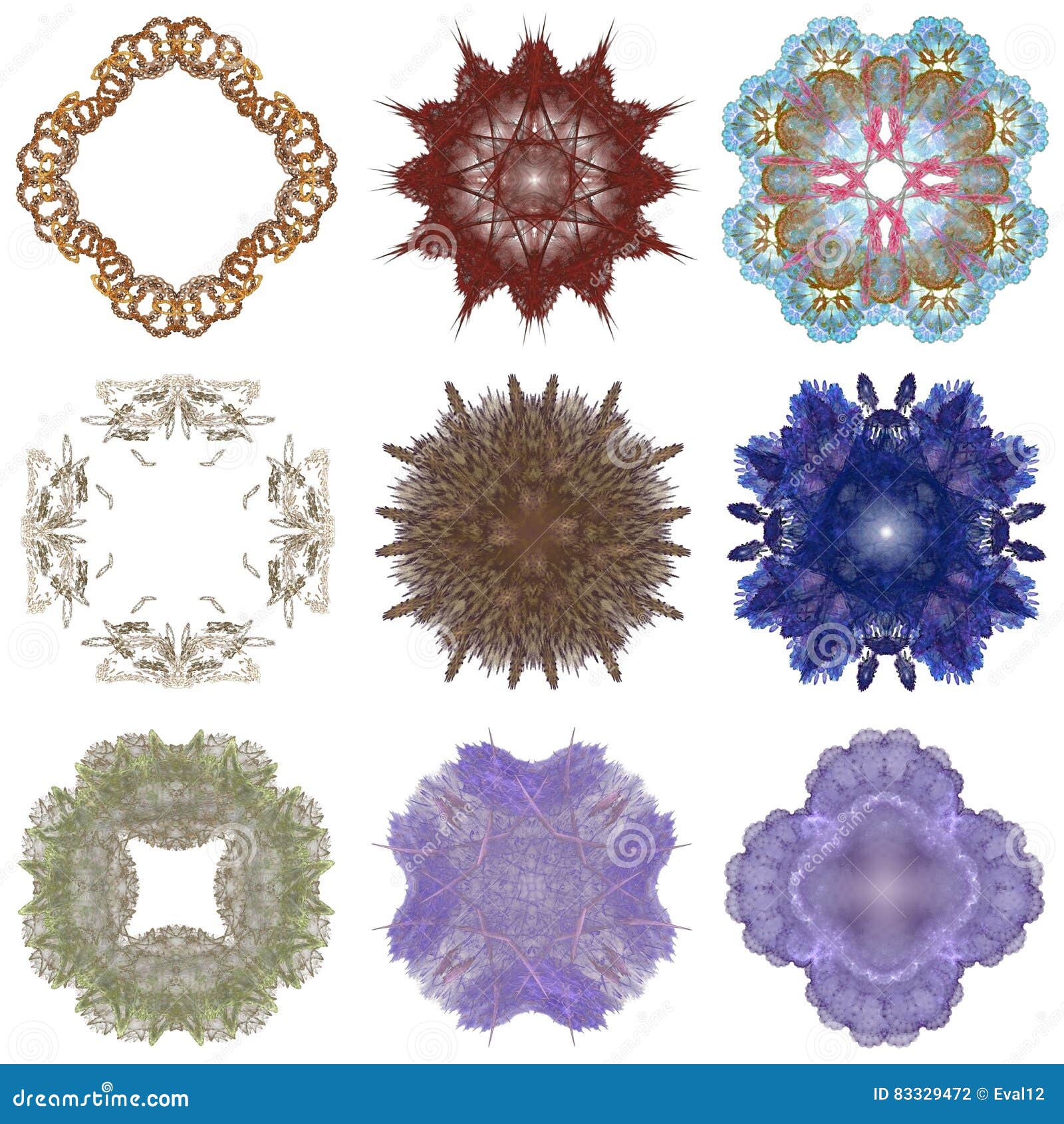 Set of Different Colored Patterns on an Abstract Fractal Stock ...