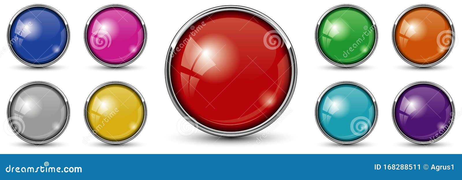 Set of Different Colored Round Buttons with Isolated on White ...