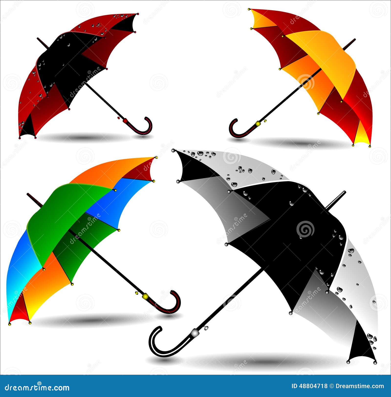 Set of Different Colored Umbrellas Stock Vector - Illustration of group ...