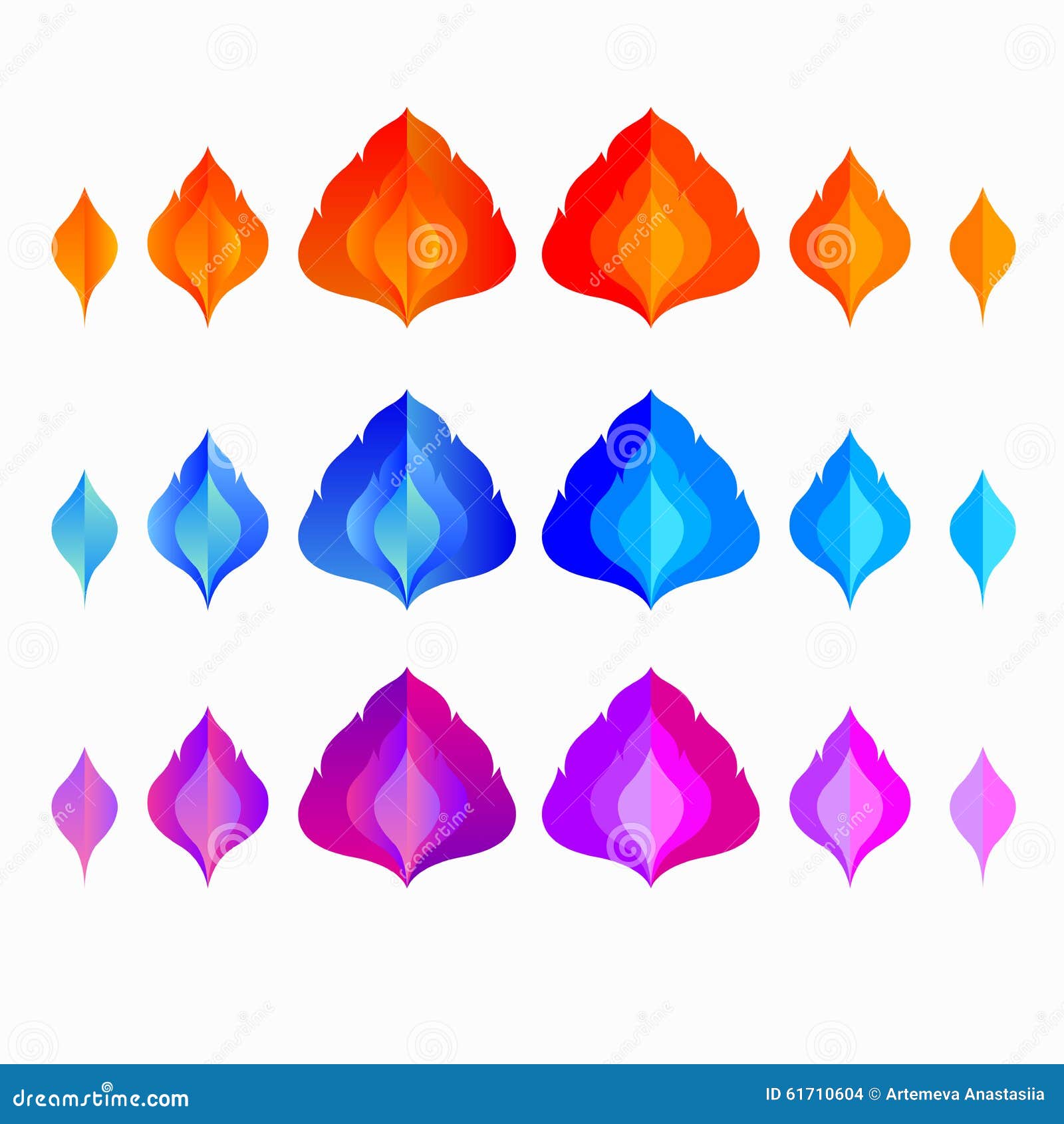 Set of Different Colored Vector Fire Flame Stock Vector - Illustration ...