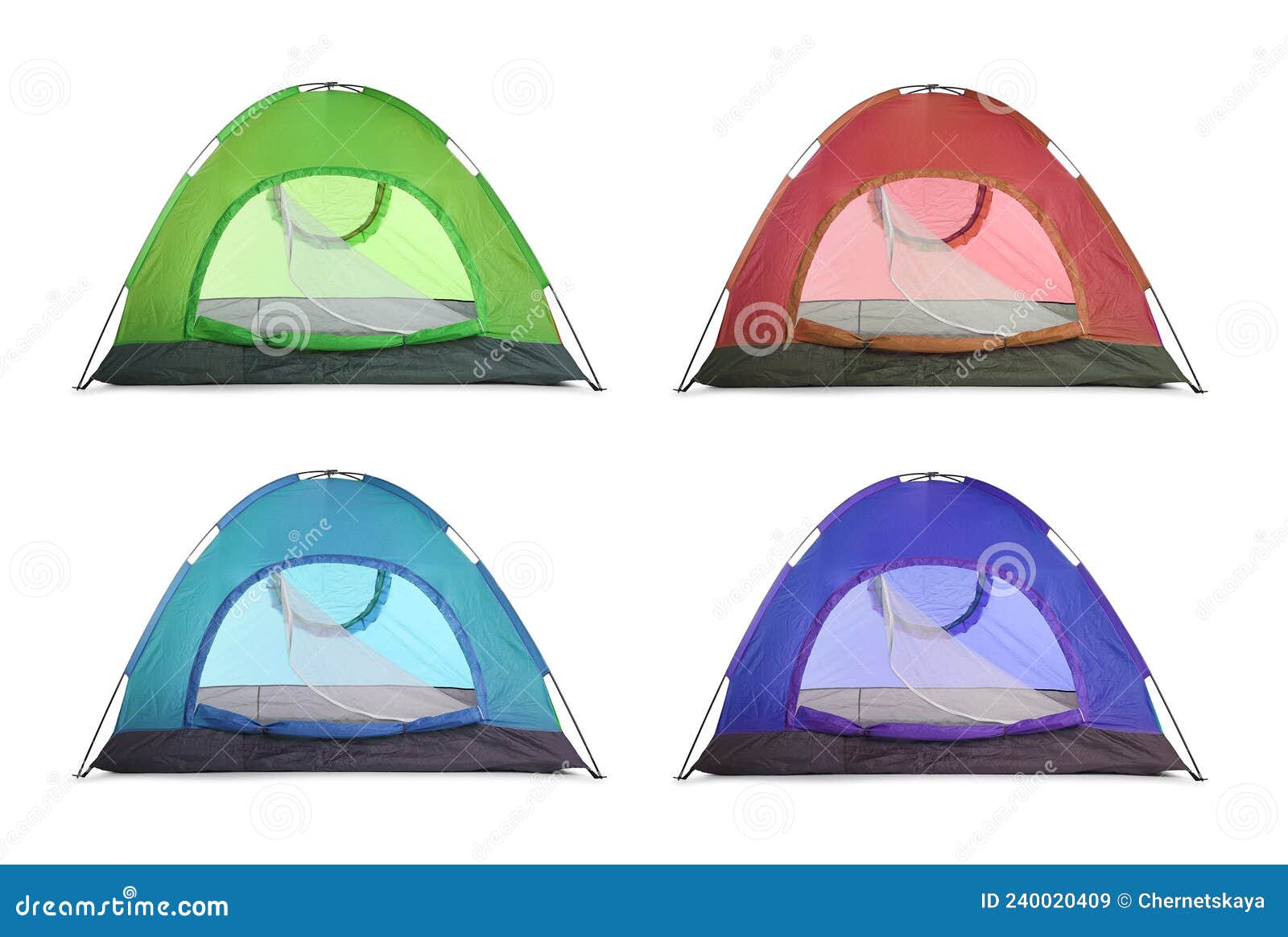 Set with Different Colorful Camping Tents on White Background Stock ...