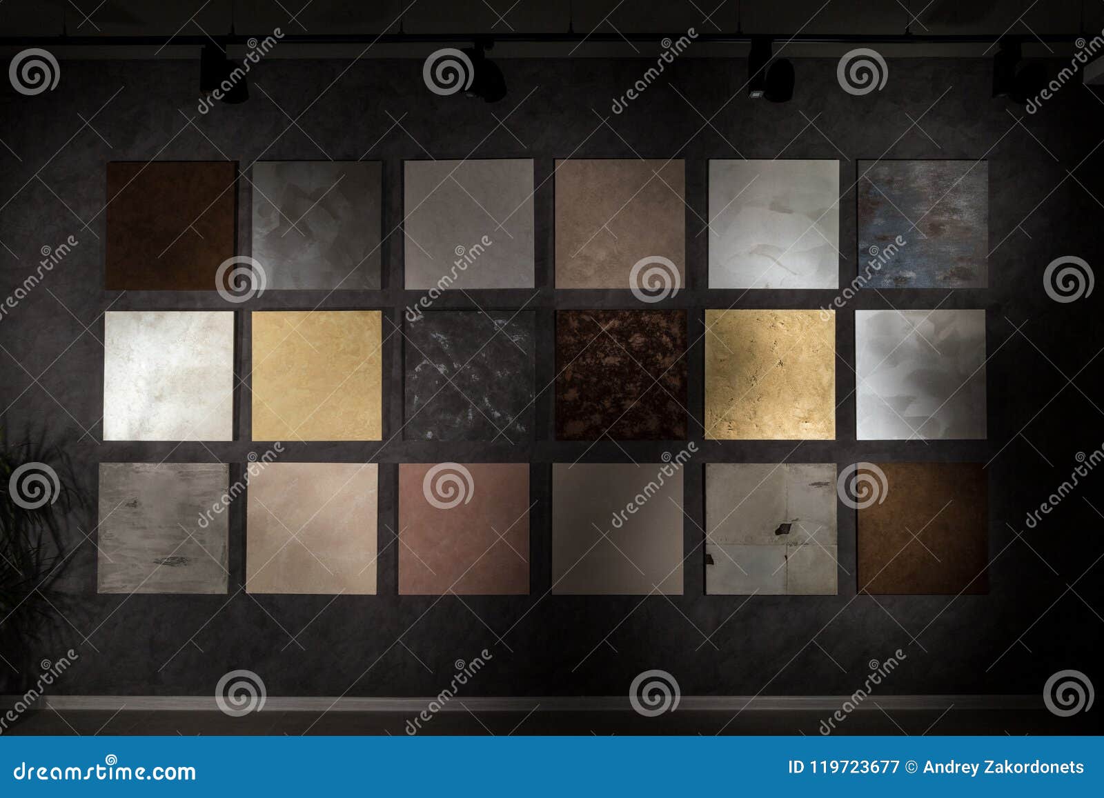 A Set of Different Colorful Collages of Samples of Decorative Plaster ...