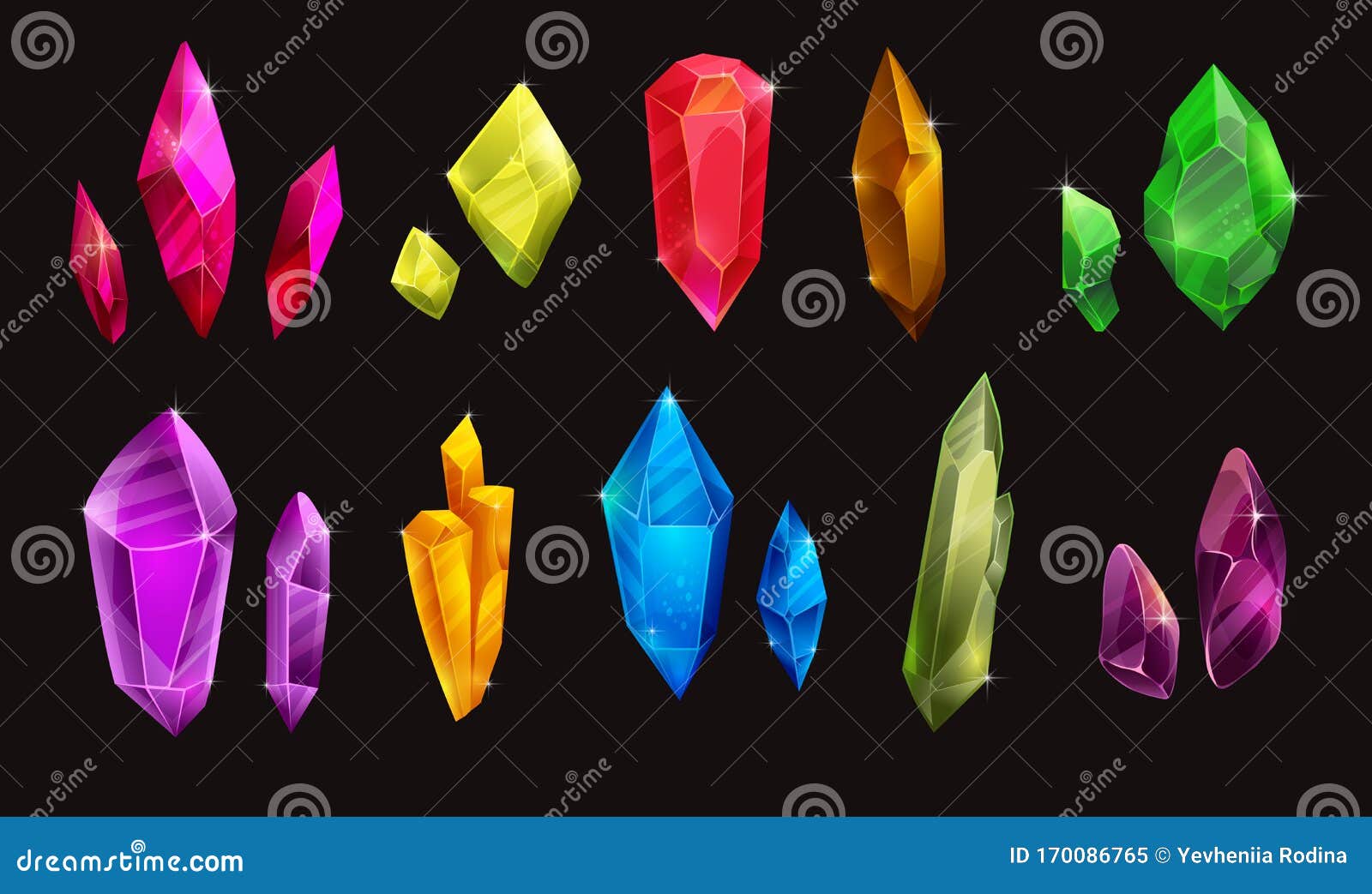 Set of Different Colorful Crystals. Beautiful Sparkling Shiny Gemstones ... Set of Different Colorful Crystals. Beautiful Sparkling Shiny Gemstones ...