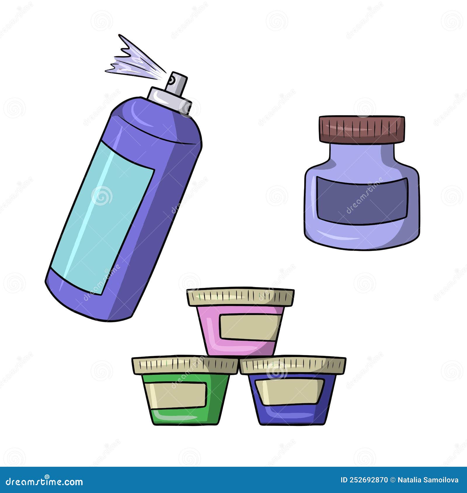 A Set of Different Colorful Jars with Paints, Vector Illustration in ...