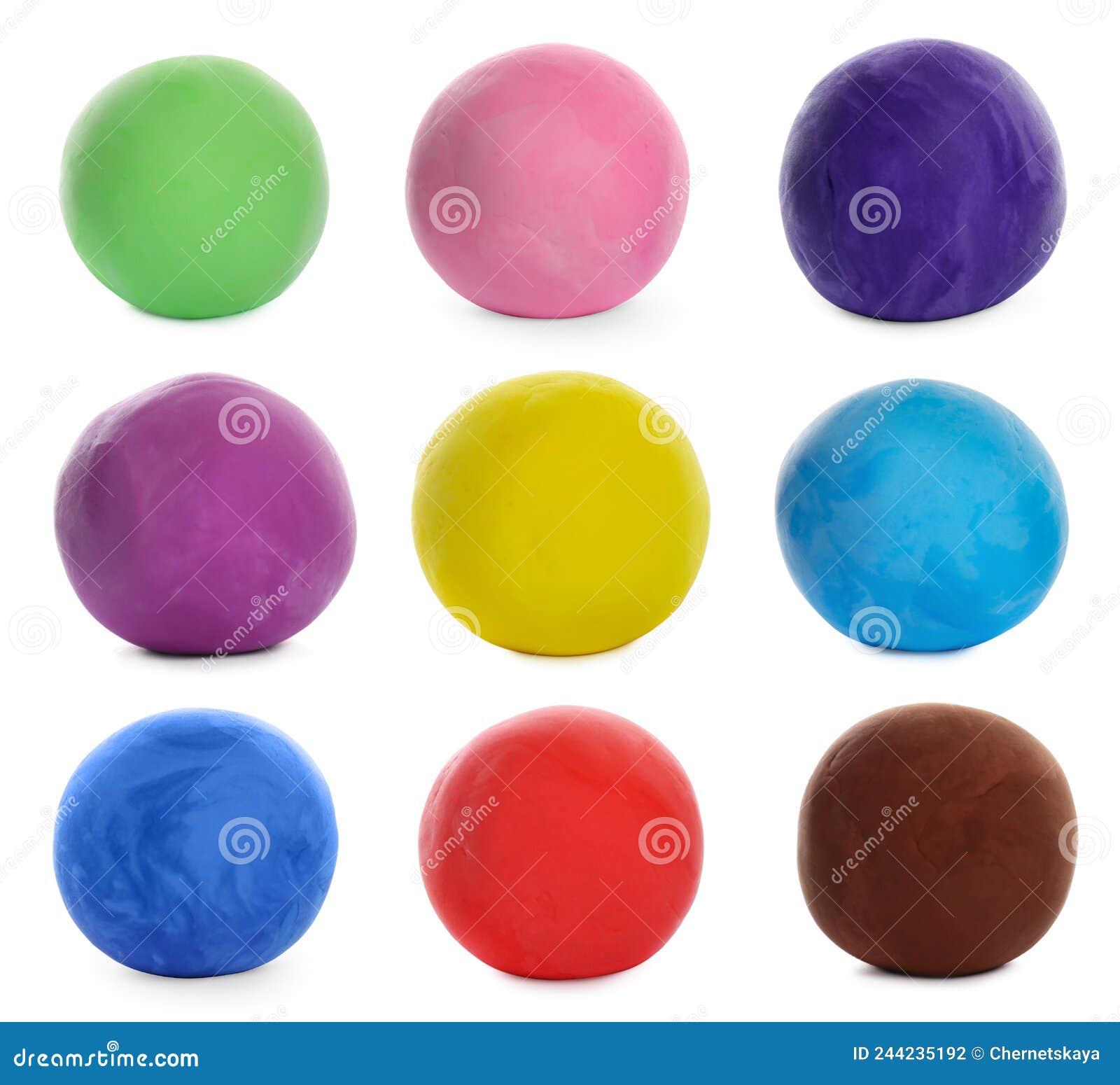 Set with Different Colorful Play Dough on White Background Stock Photo ...