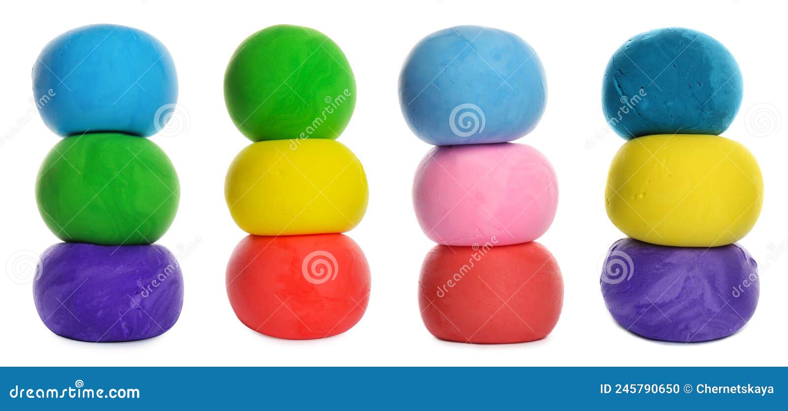 Set with Different Colorful Play Dough on White Background. Banner ...