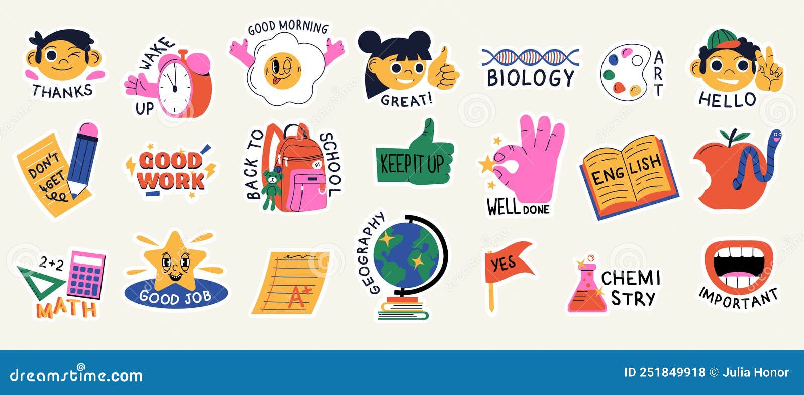 Set of Different Colorful School Stickers for daily Planner Stock ...