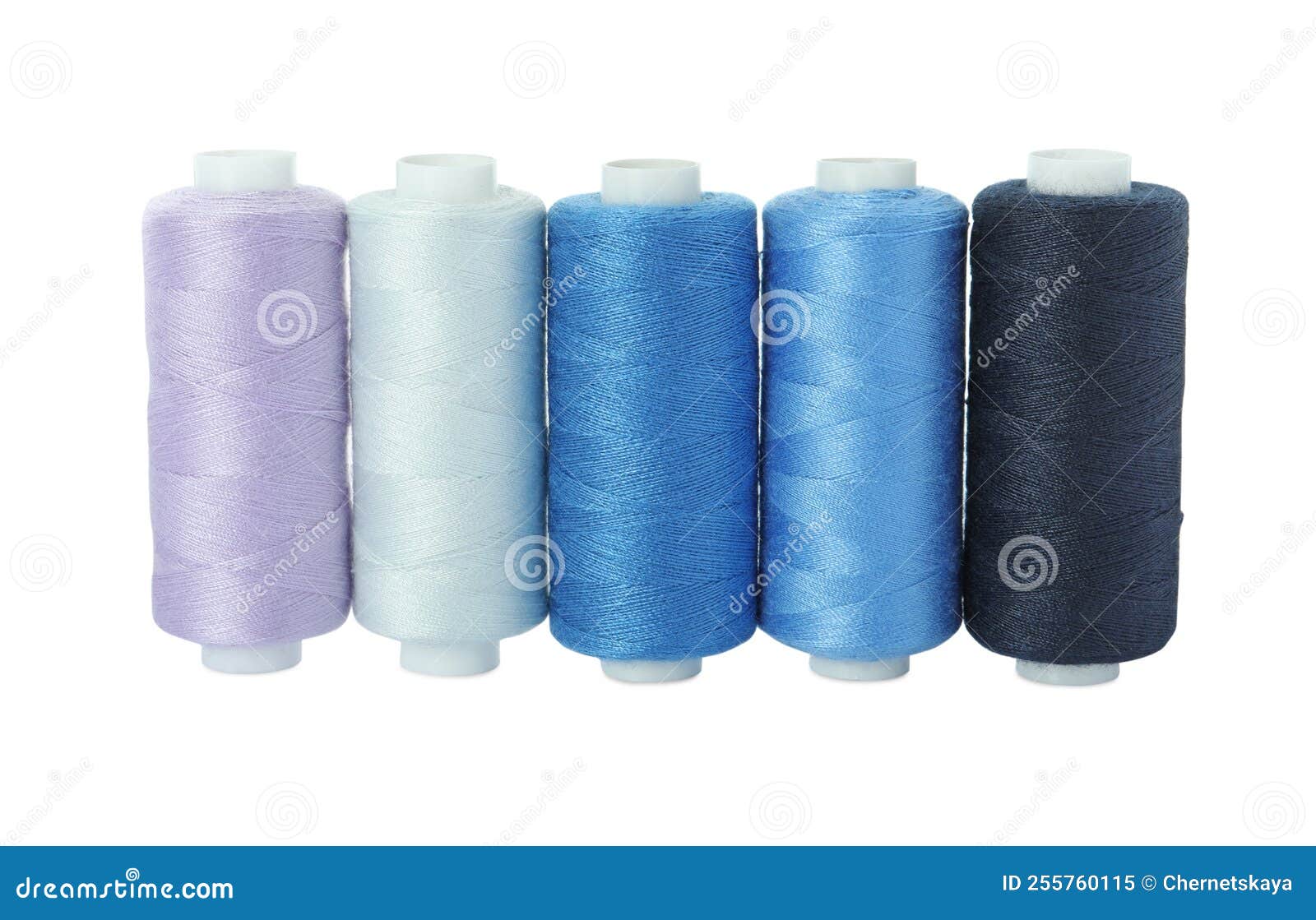 Set of Different Colorful Sewing Threads on White Background Stock ...