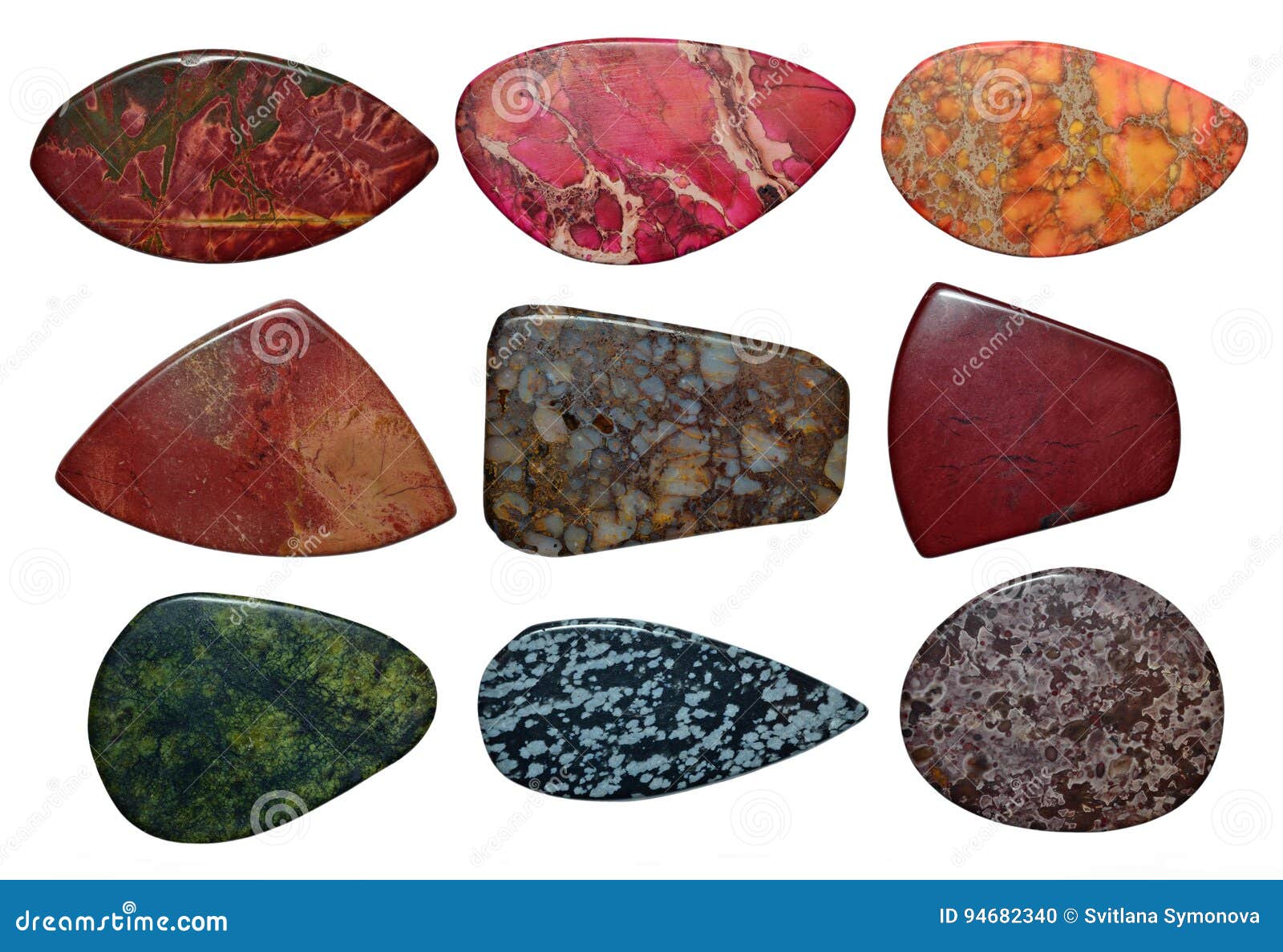 Set of Different Colorful Stones Isolated on a White Stock Photo ...