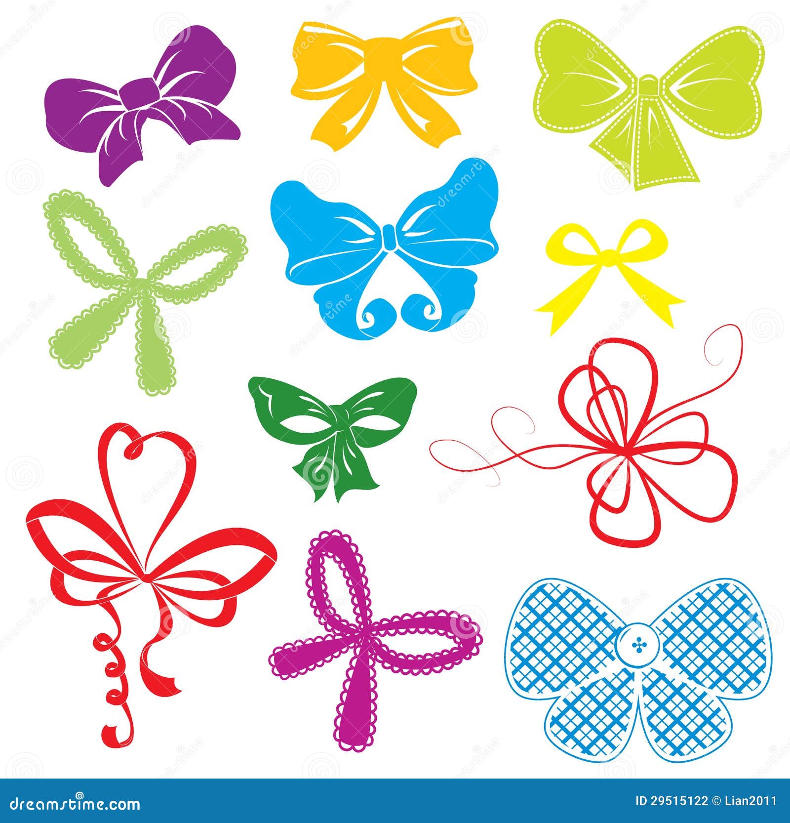 Set of Different Colors Bows Stock Vector - Illustration of design ...