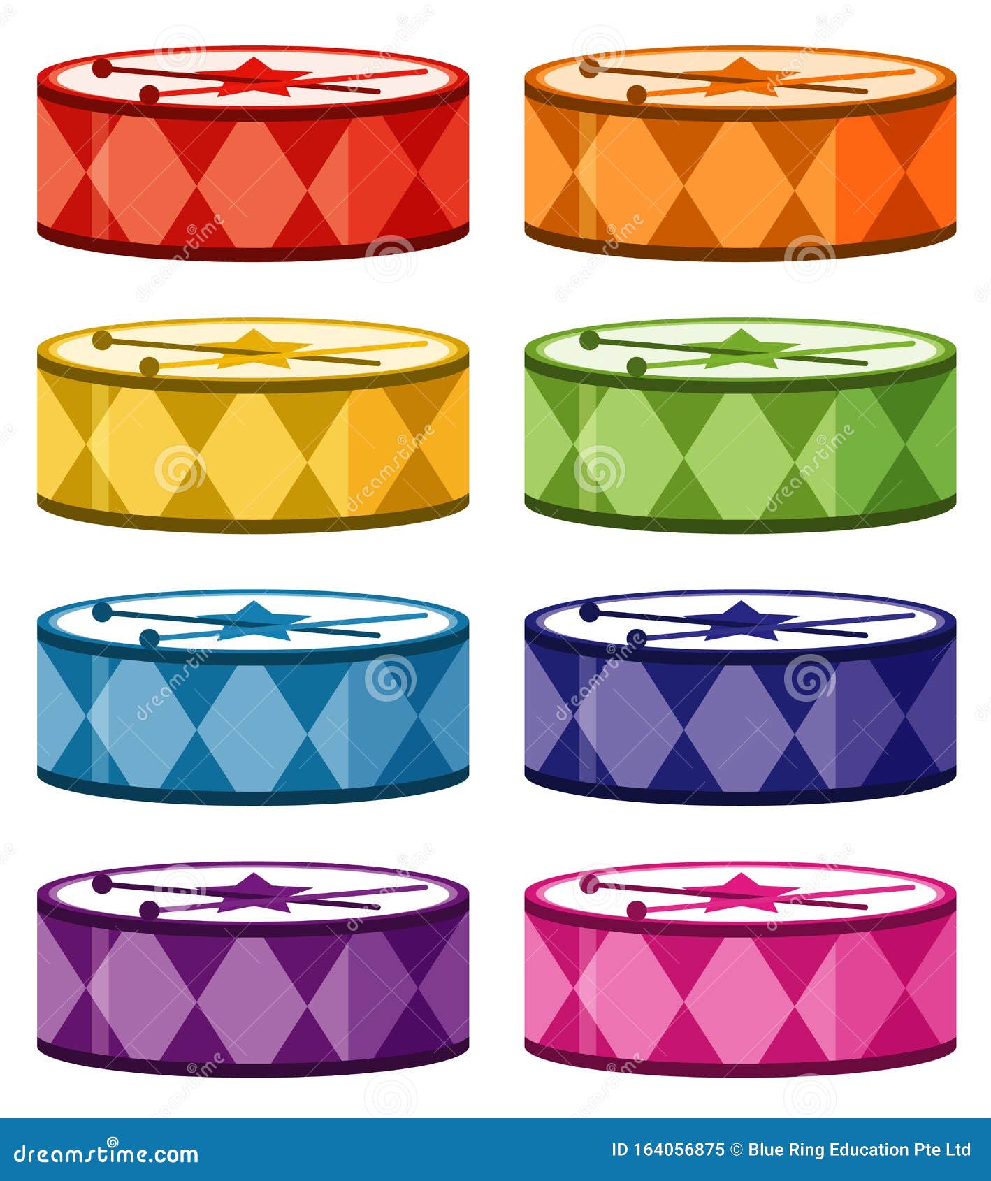 Set of in Different Colors of Drums Stock Illustration - Illustration ...