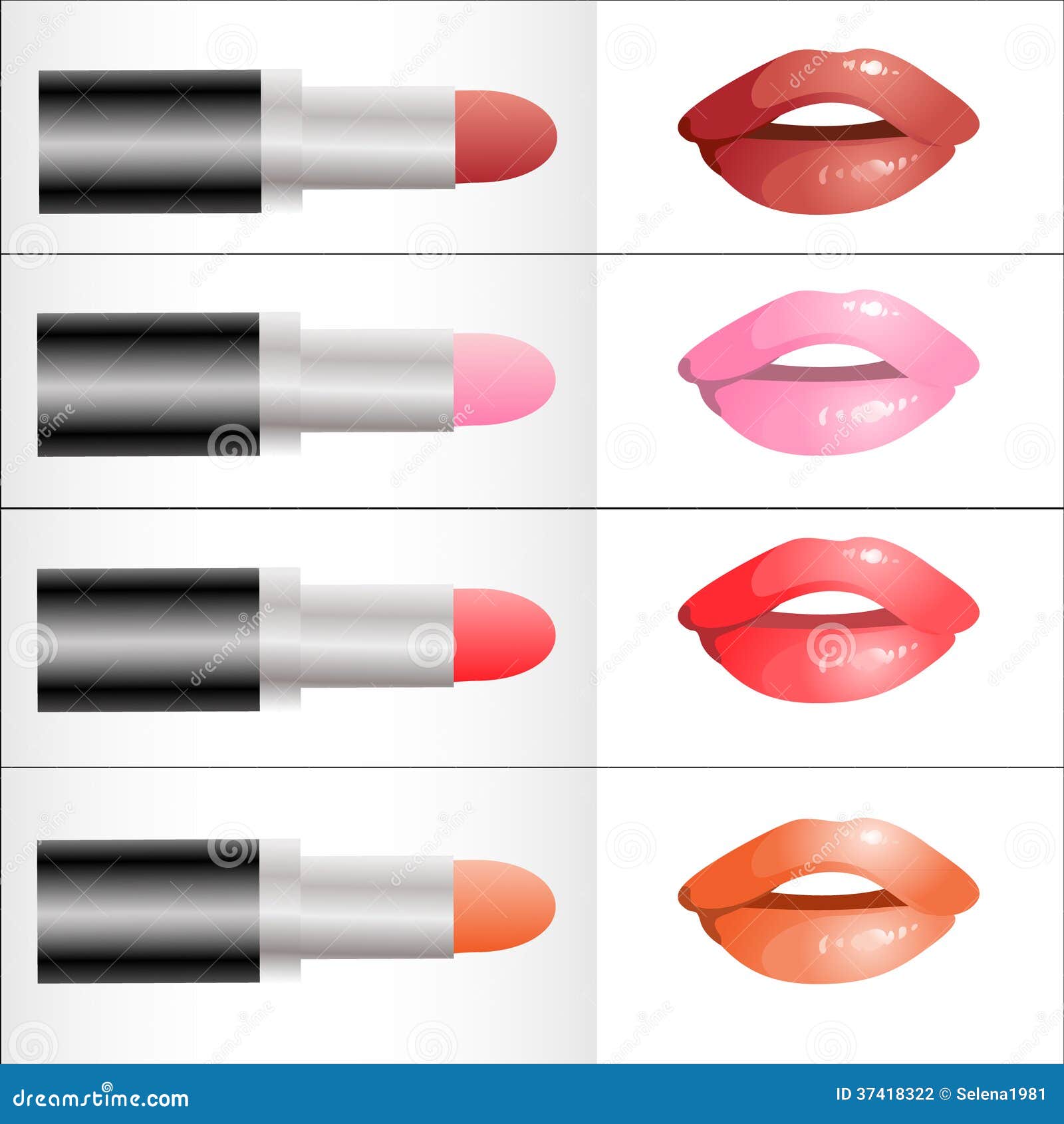 Set of Different Colors of Lipstick Stock Vector - Illustration of card ...