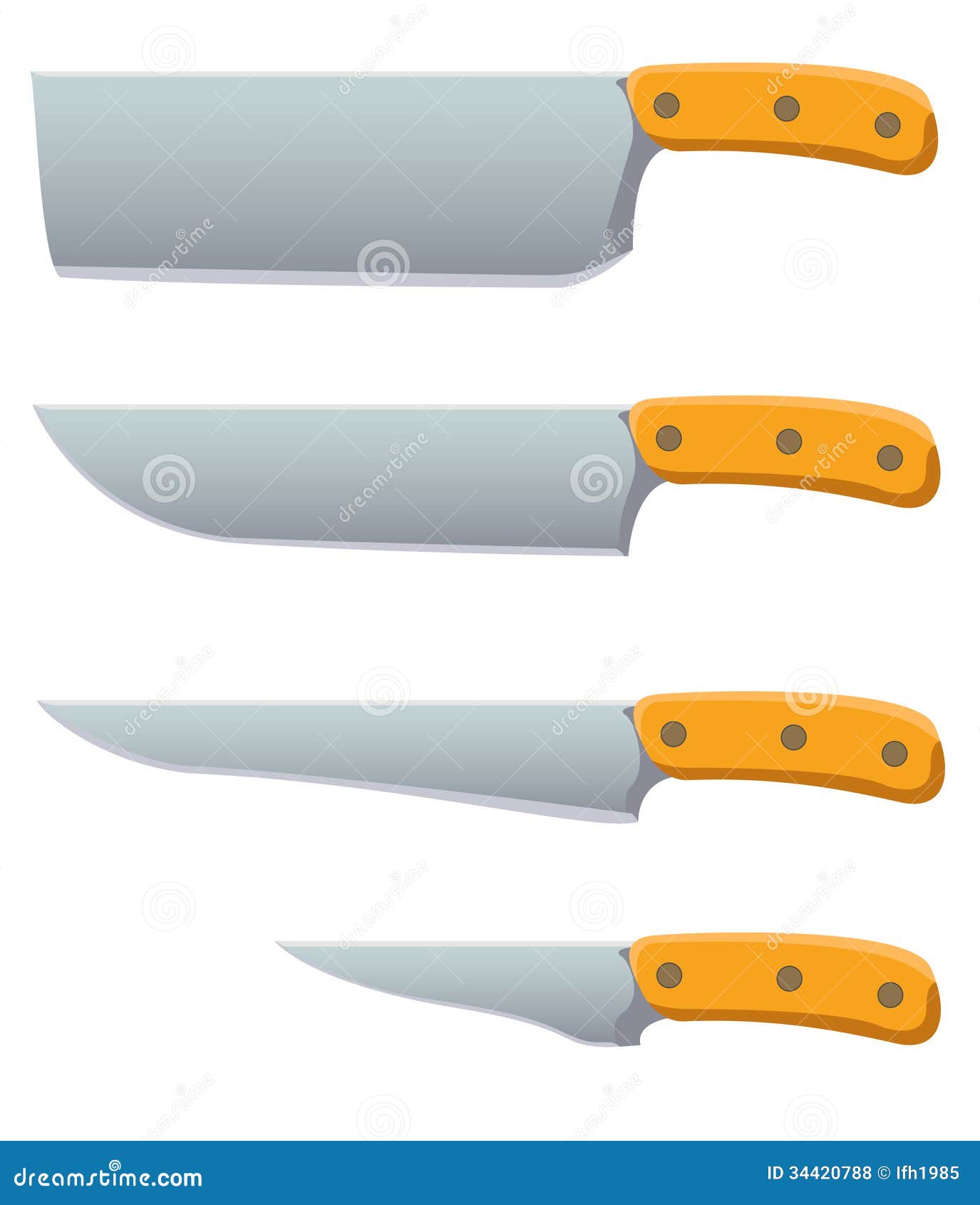Set of Different Coloured Knives Stock Illustration - Illustration of ...