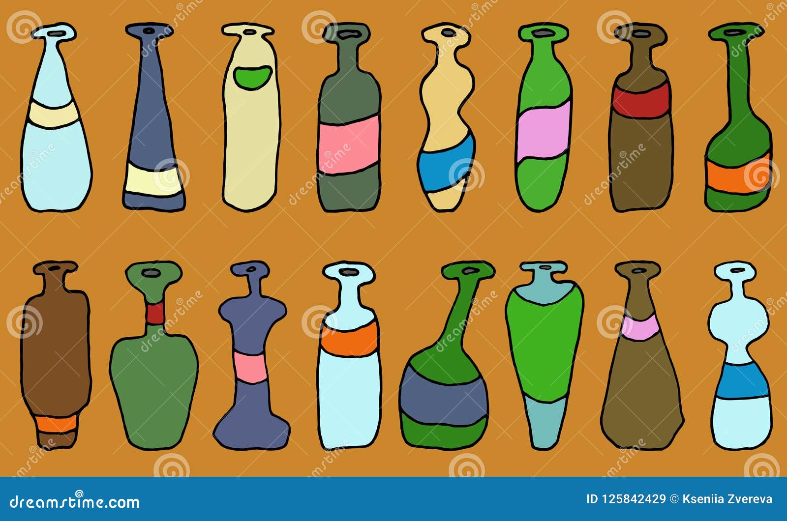 Set of Different Coloured Vector Bottles Stock Vector - Illustration of ...
