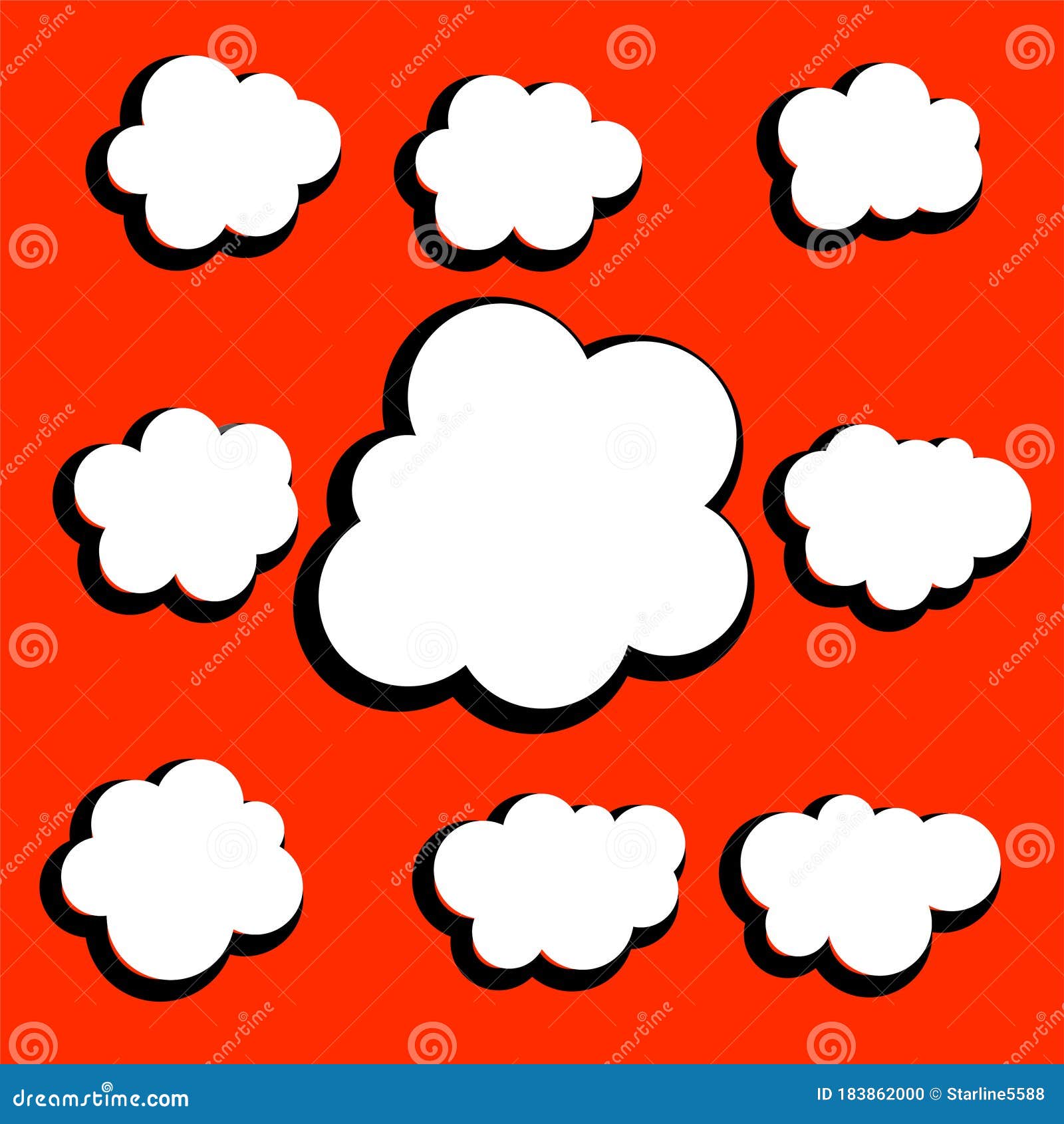 Set of Different Comic Clouds Design Stock Vector - Illustration of ...