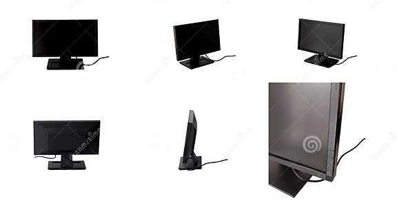 Set of Different Computer Monitors Front, Back, Angled and Side Views ...