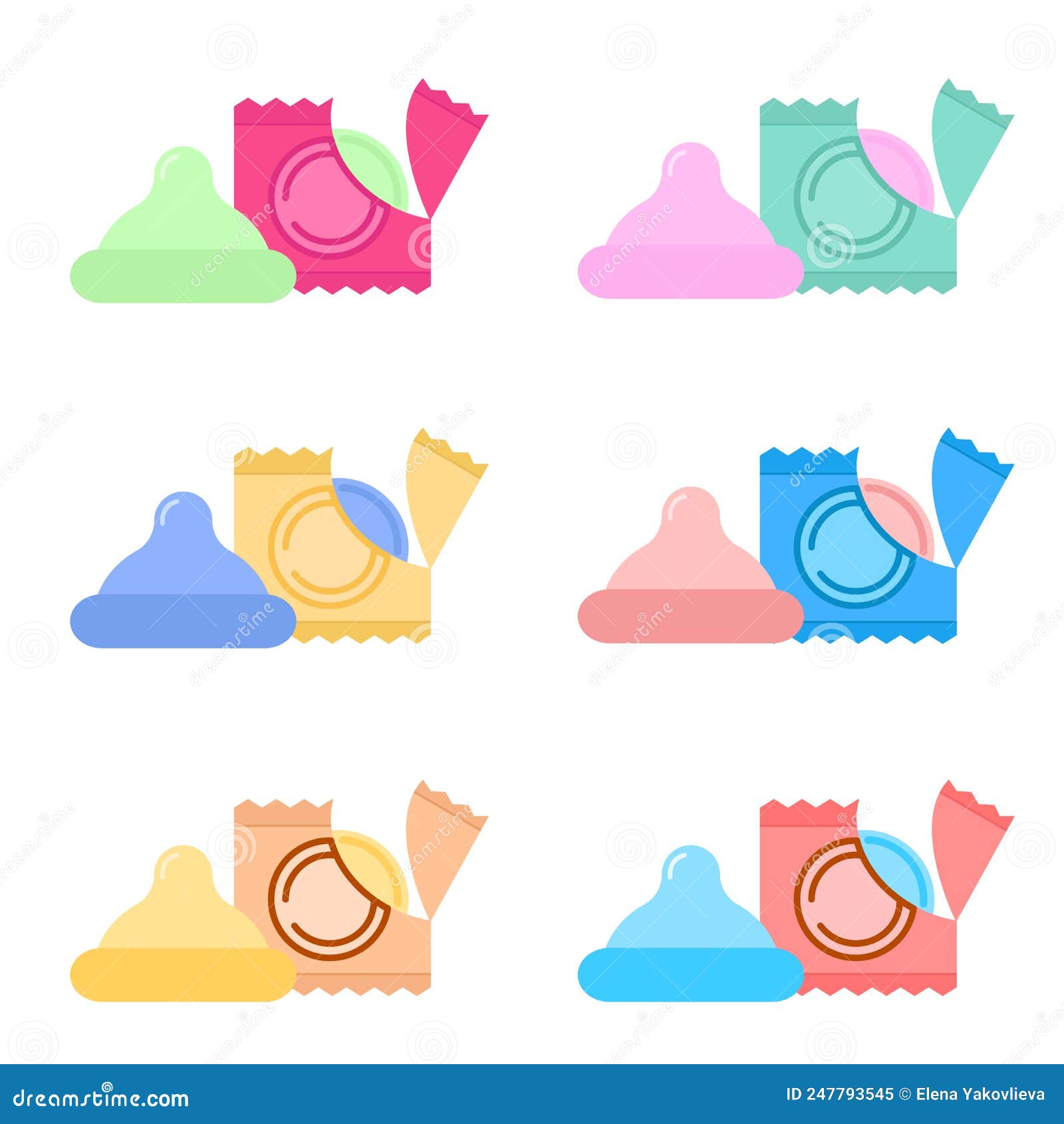 Set of Different Condoms and Packages. Vector Illustration Stock Vector ...