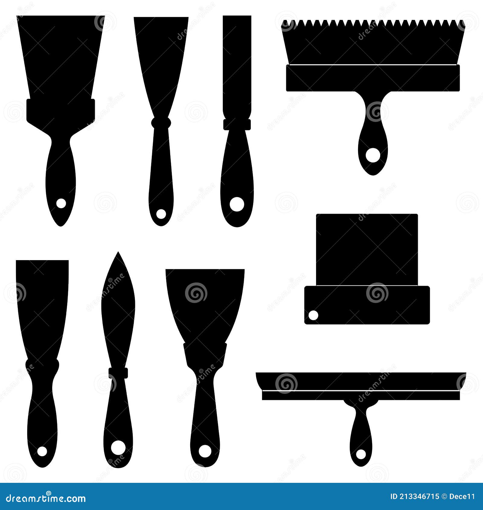 Set of Different Construction Spatulas Stock Vector - Illustration of ...