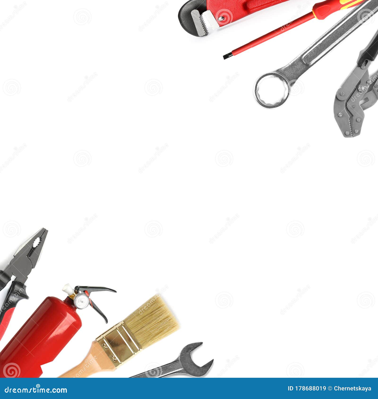 Set with Different Construction Tools on Background Stock Image - Image ...