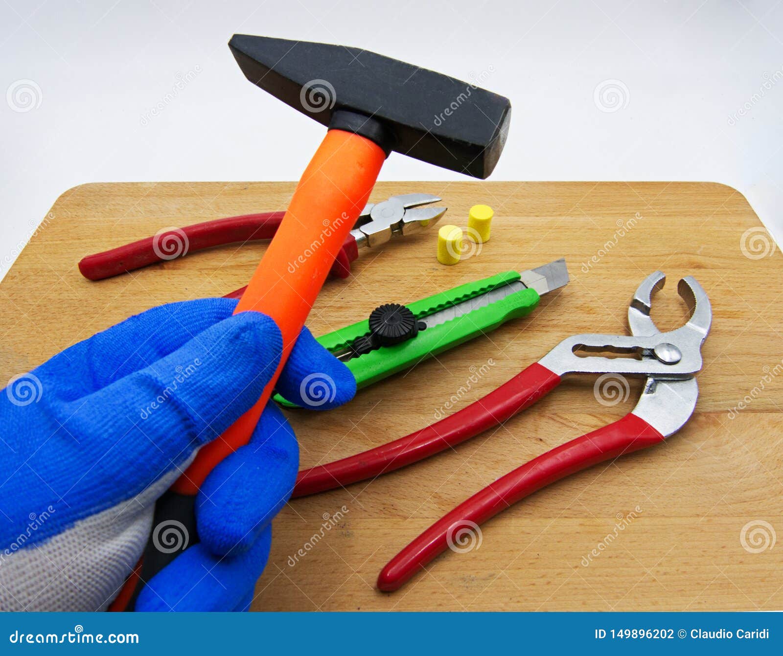 Set with Different Construction Tools on Wooden Background Stock Photo ...