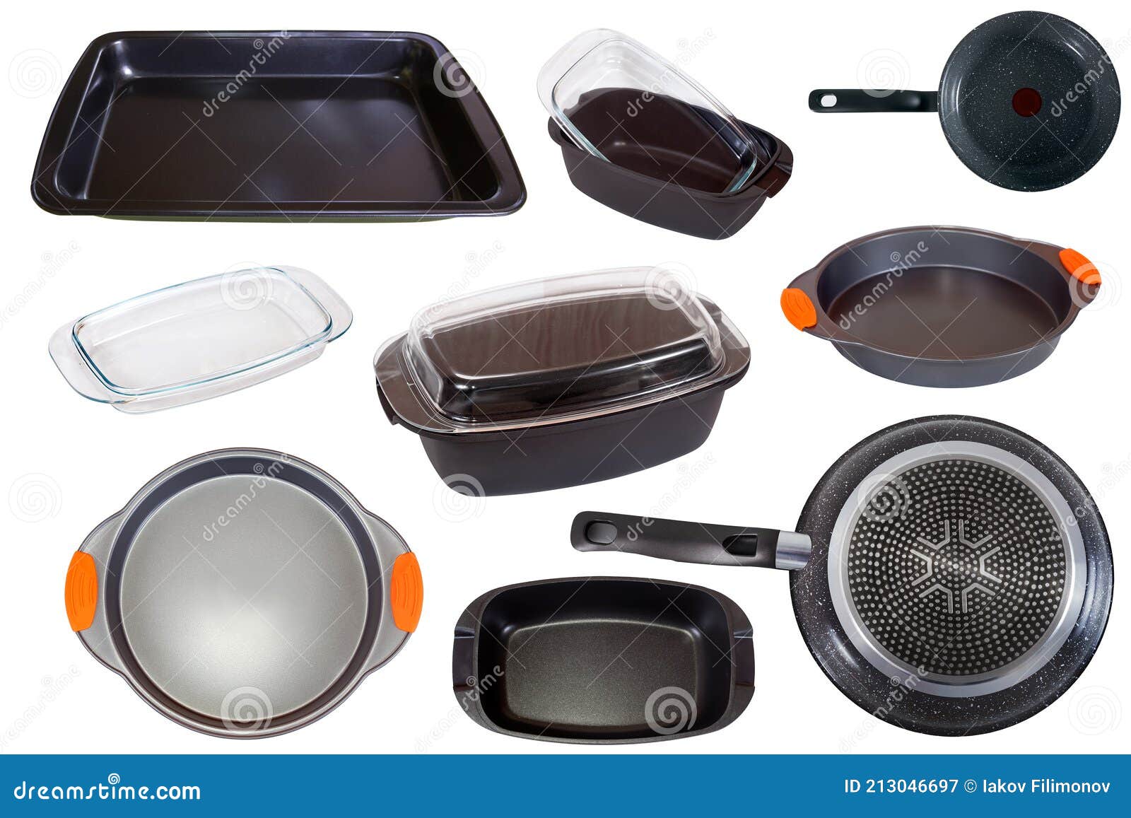 Set of Different Cook Pan Isolated on White Background Stock Image ...