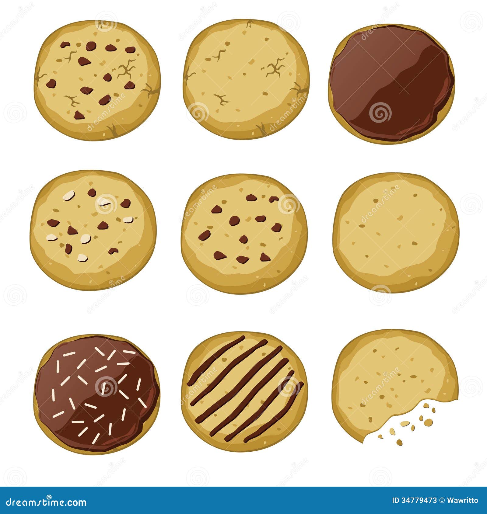 Set of different cookies stock vector. Illustration of white - 34779473