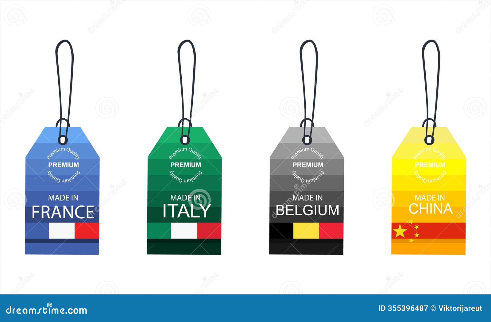 Set of Different Country Labels. Made in Badges with Flags Stock ...