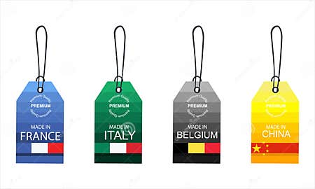 Set of Different Country Labels. Made in Badges with Flags Stock ...