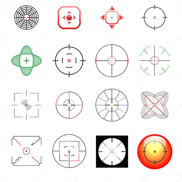 Set of Different Crosshairs and Targets Stock Vector - Illustration of ...