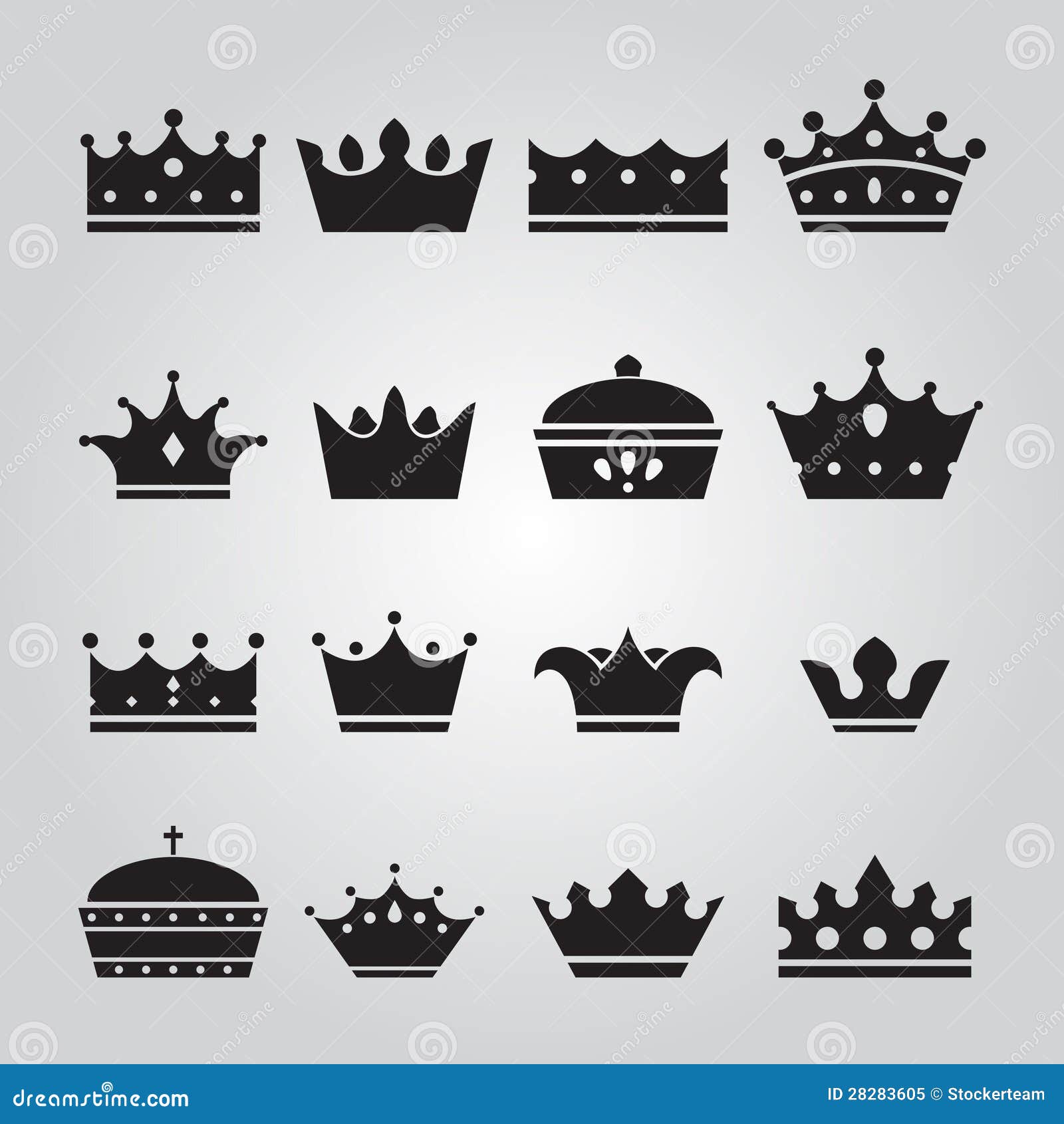 Set of Different Crowns Icons Stock Illustration - Illustration of ...