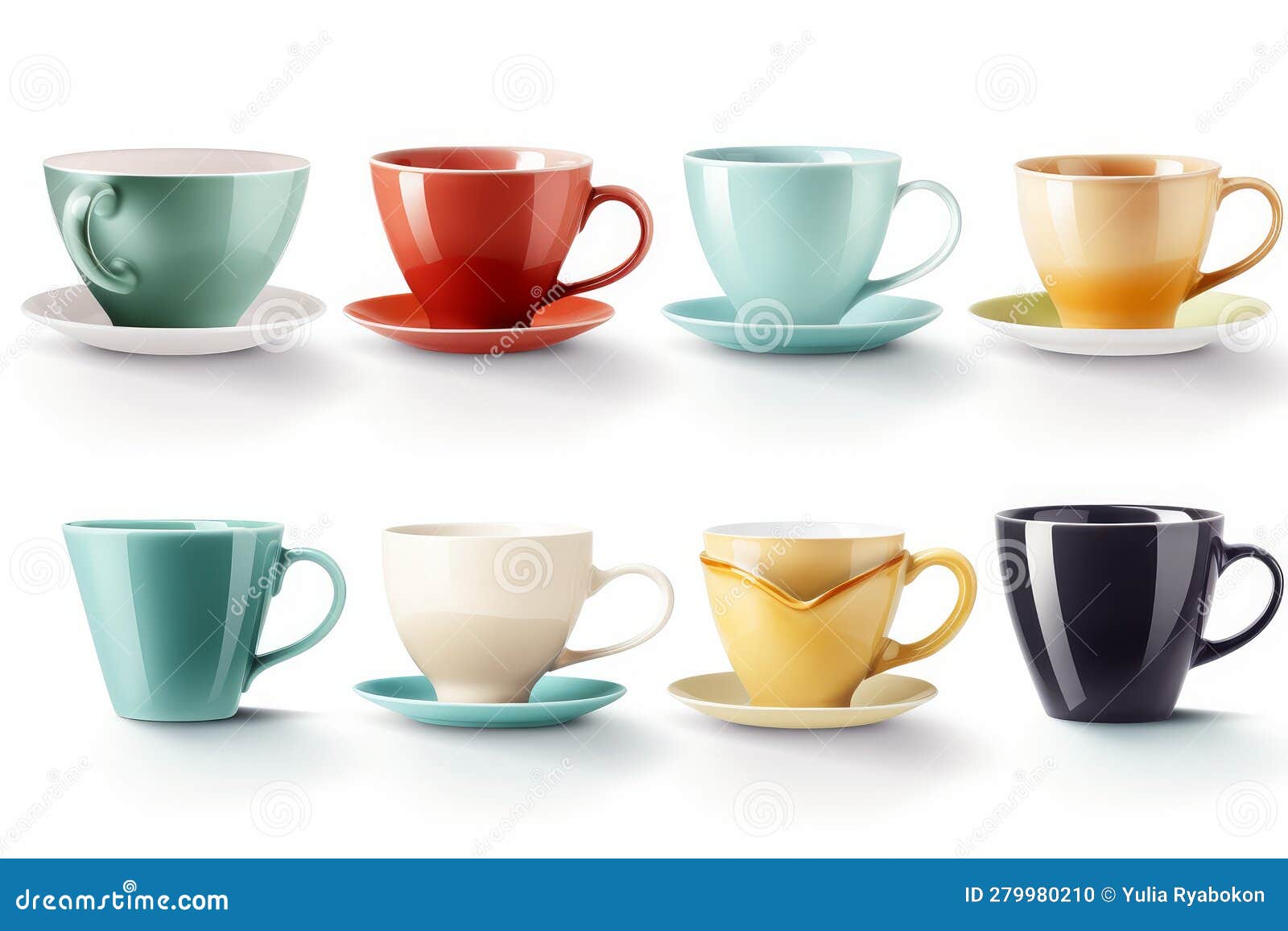 Set of Different Cups. Generate Ai Stock Illustration - Illustration of ...