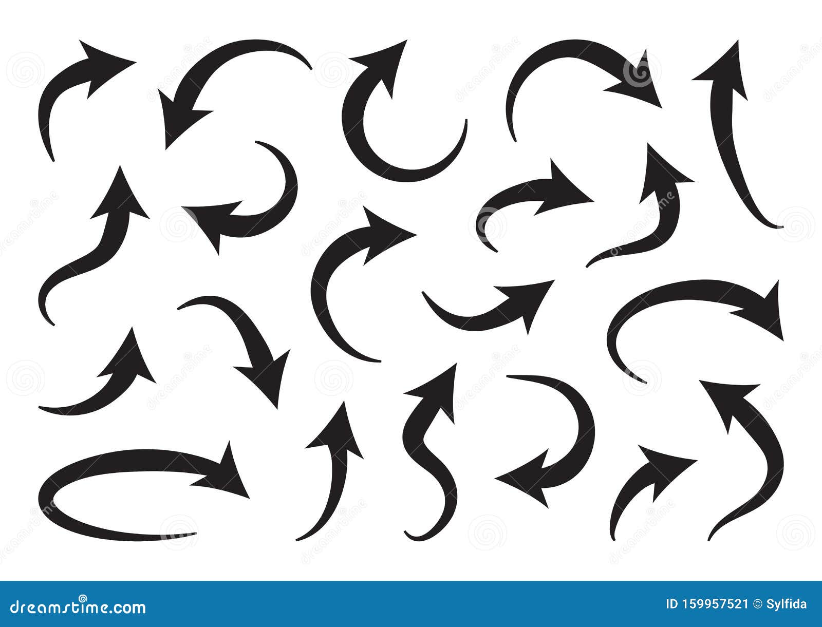 Set of Different Curve Arrows, Black Collection. Vector Stock ...