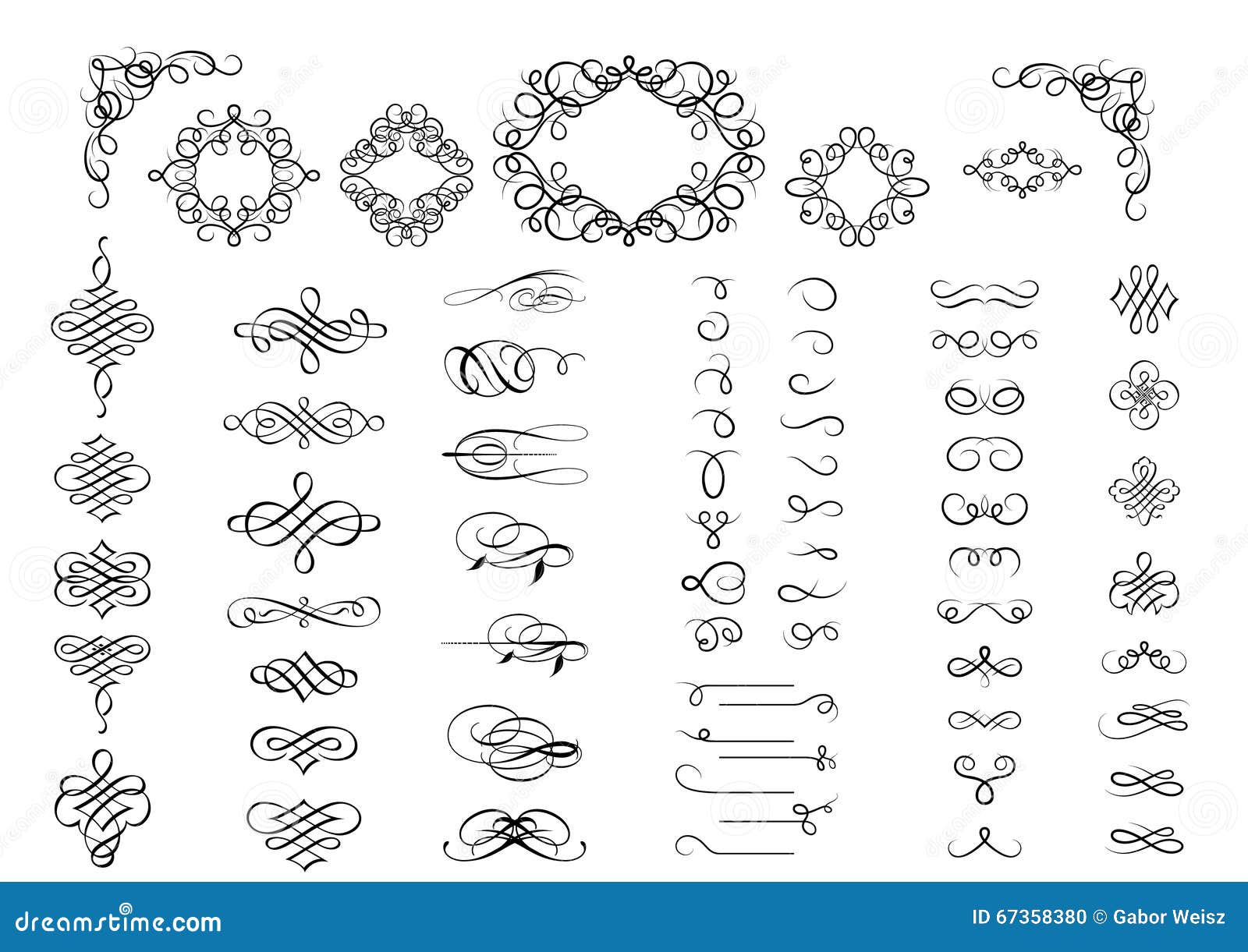 Set of Different Curvy Design Elements Stock Vector - Illustration of ...