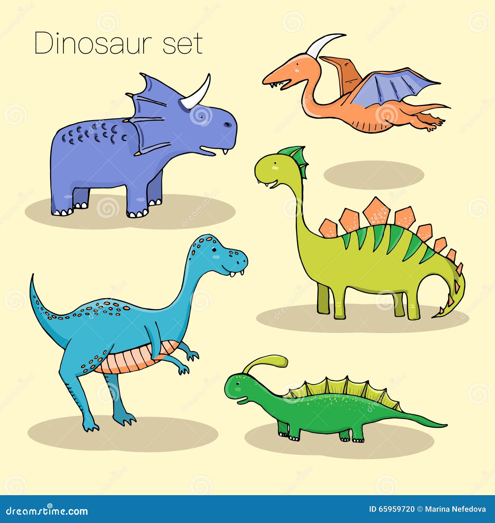 Set of Different Cute Dinosaurs Stock Illustration - Illustration of ...