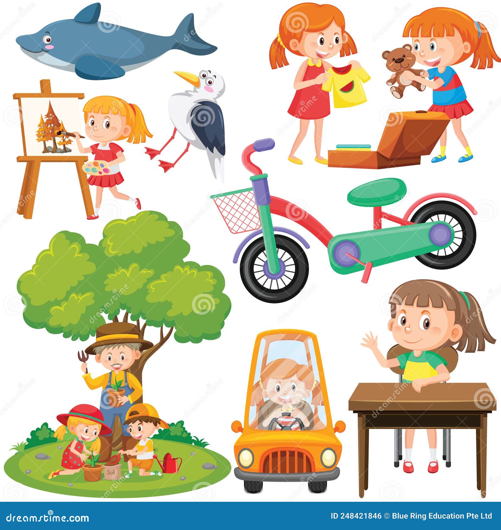Set of Different Cute Kids and Objects Stock Vector - Illustration of ...